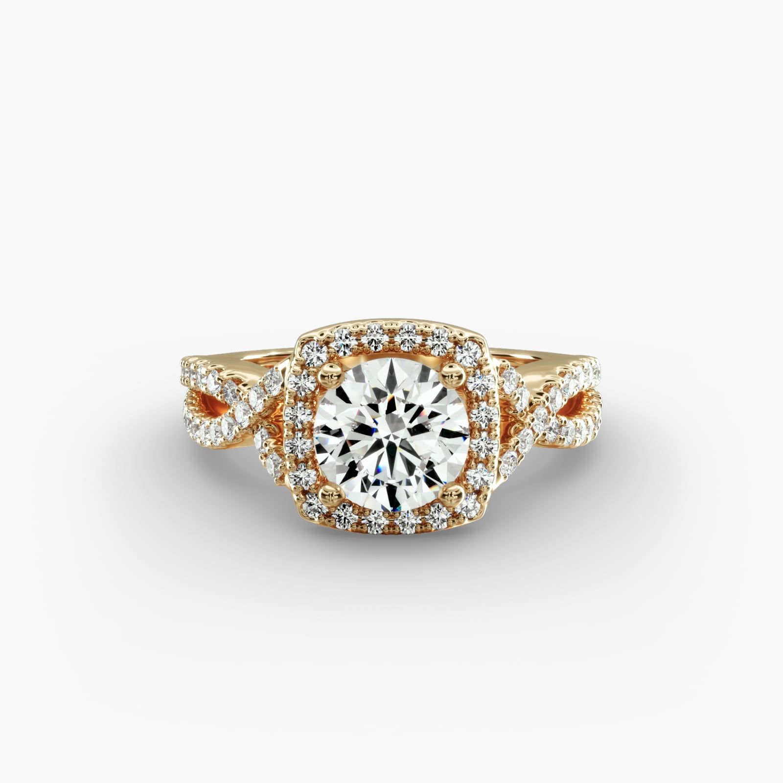 Twist Halo Diamond Engagement Ring in 18k Yellow Gold (1/2 ct. tw.)