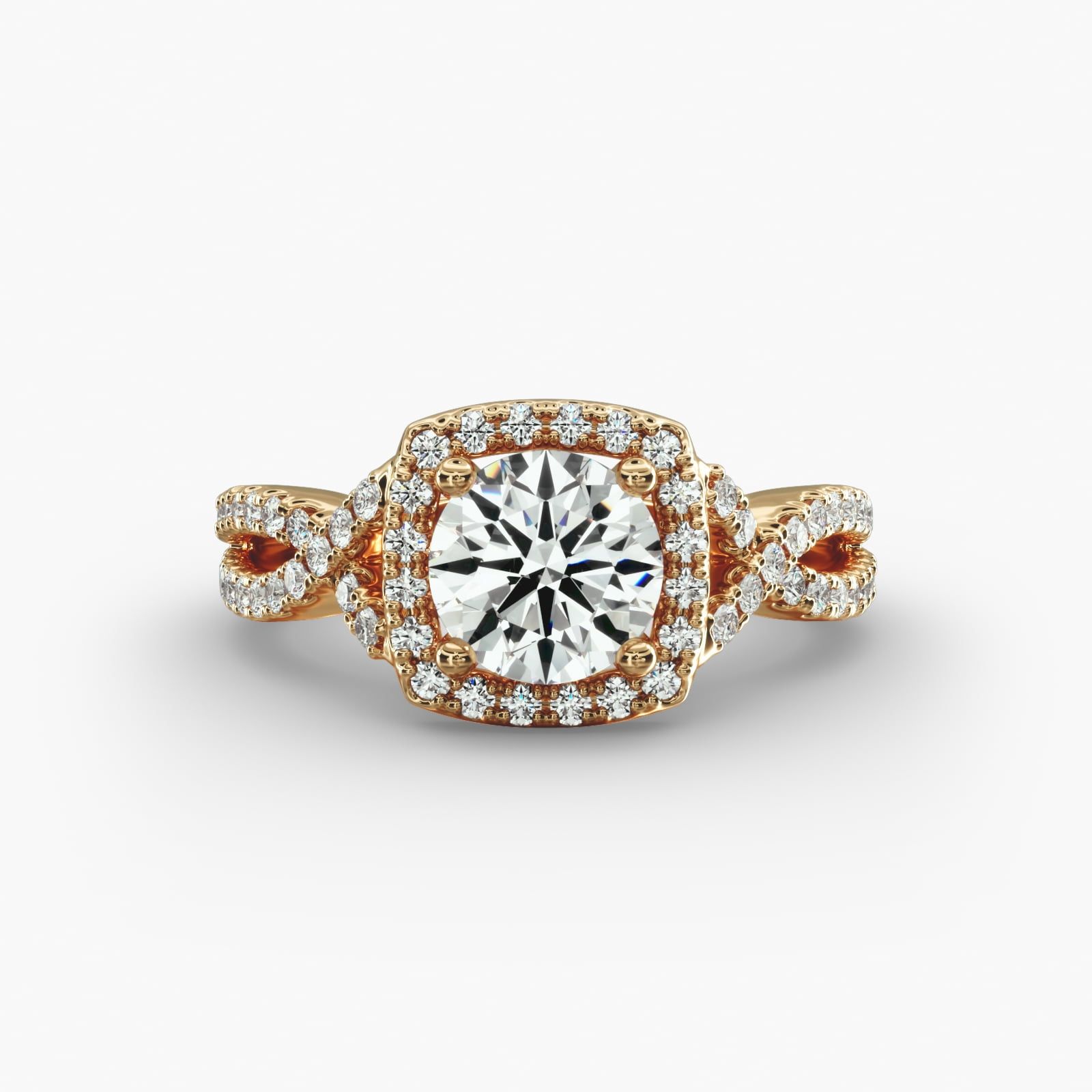 Twist Halo Diamond Engagement Ring in 18k Yellow Gold (1/2 ct. tw.)