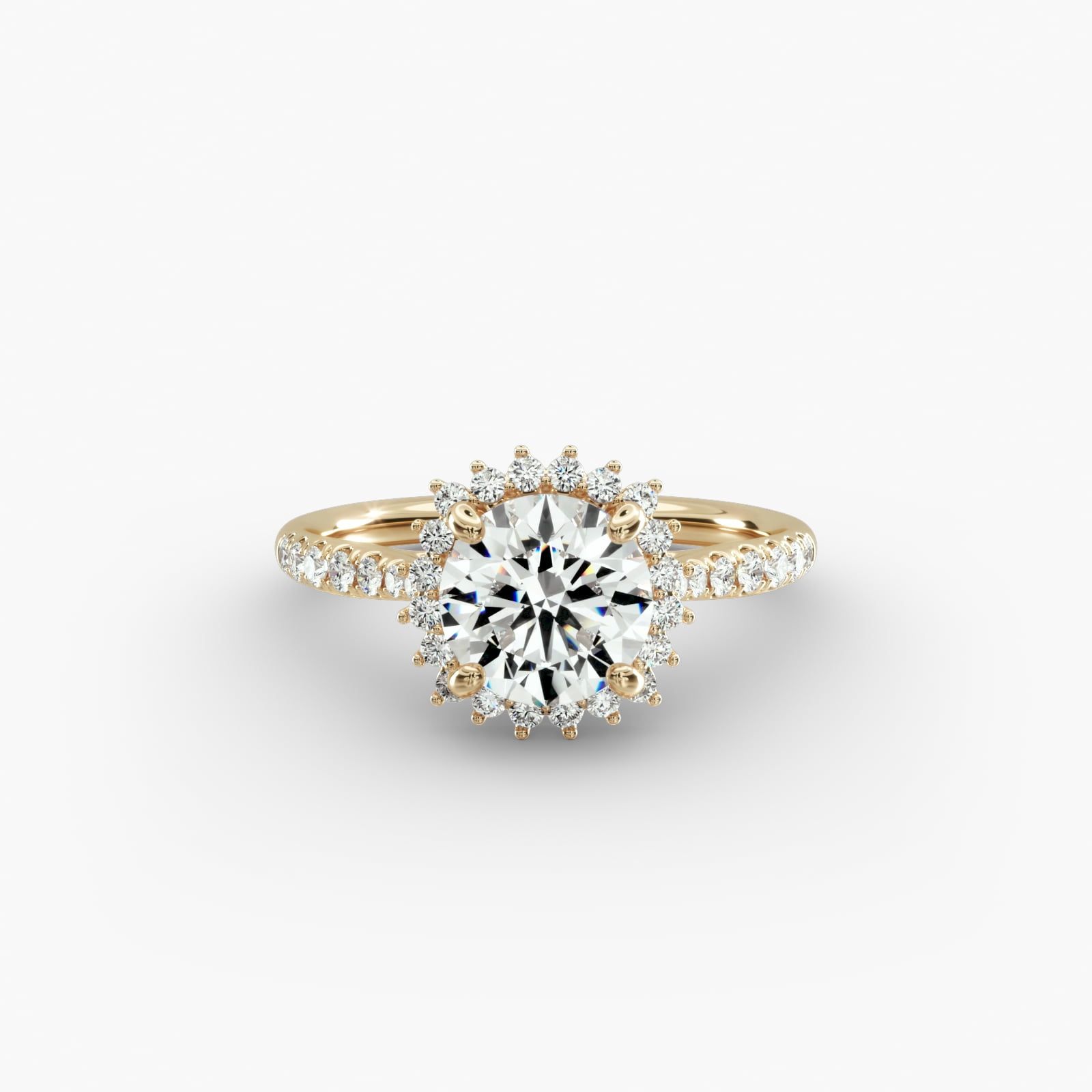 Burst Halo Diamond Engagement Ring in 14k Yellow Gold