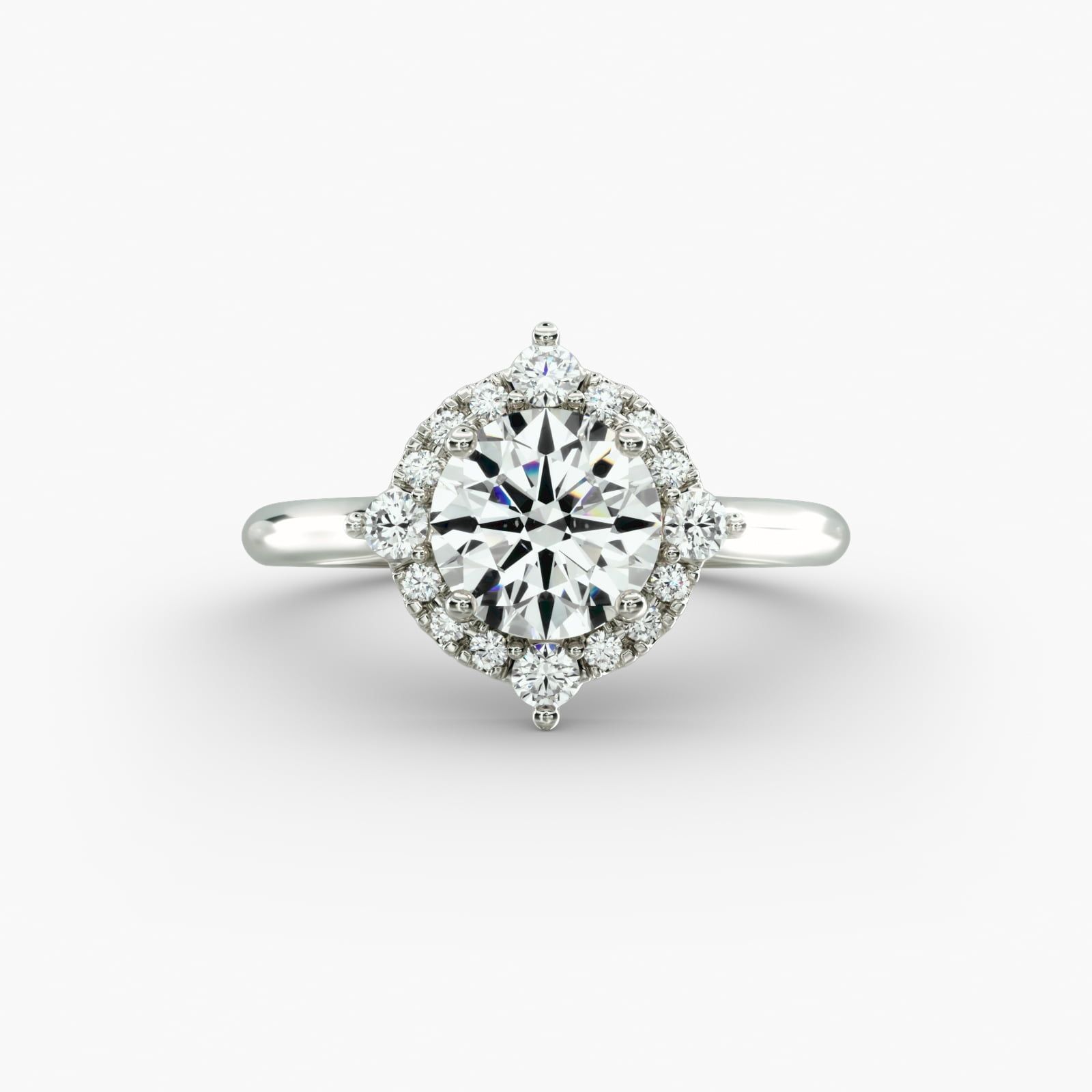 Compass Halo Diamond Engagement Ring in Platinum (1/5 ct. tw.)