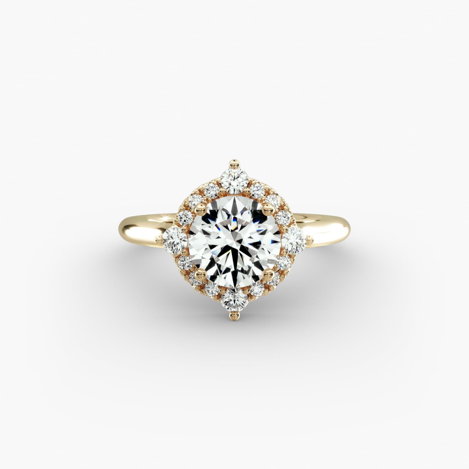 Compass Halo Diamond Engagement Ring in 18k Yellow Gold (1/5 ct. tw.)