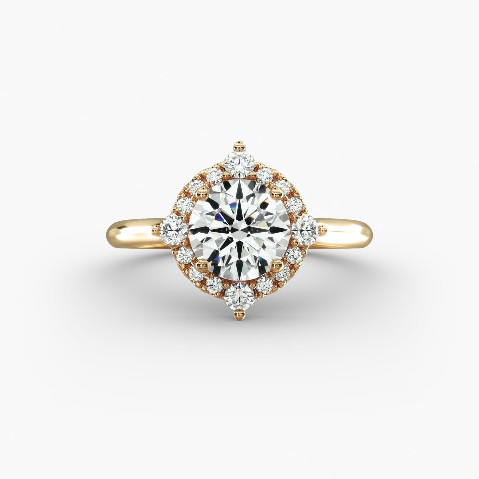 Compass Halo Diamond Engagement Ring in 18k Yellow Gold (1/5 ct. tw.)