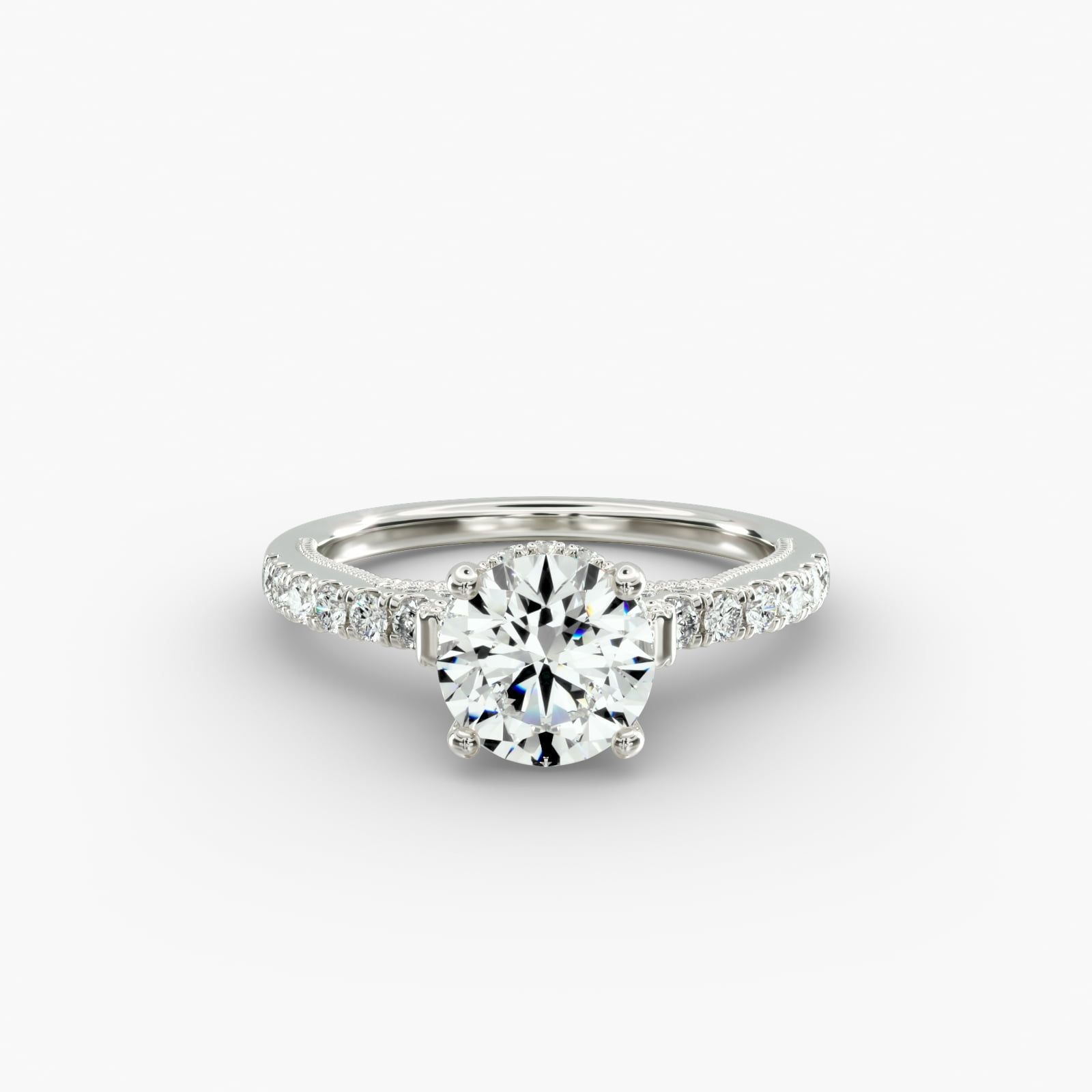 Lace Bridge Hidden Halo and Pave Diamond Engagement Ring in 14k White ...