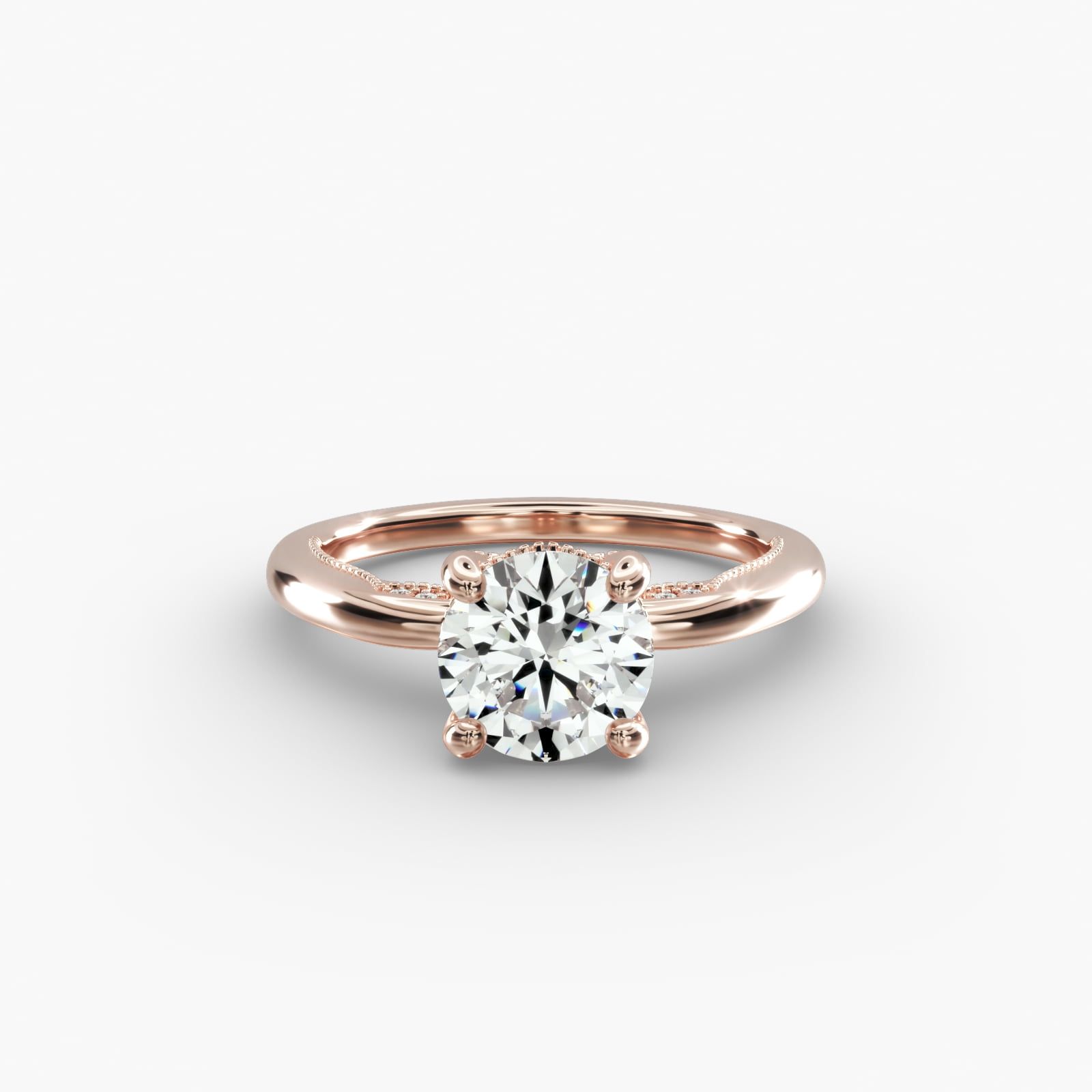 Lace Bridge Solitaire Plus Hidden Halo Diamond Engagement Ring in 14k ...