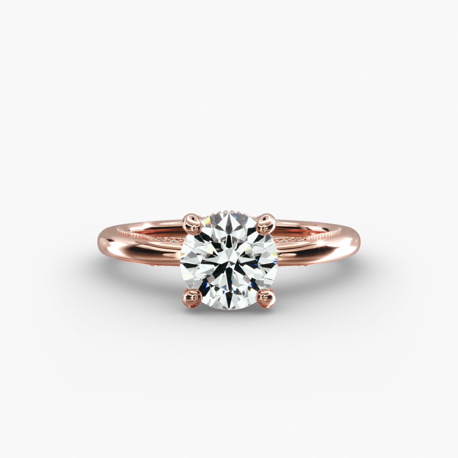Lace Bridge Solitaire Plus Hidden Halo Diamond Engagement Ring in 14k ...