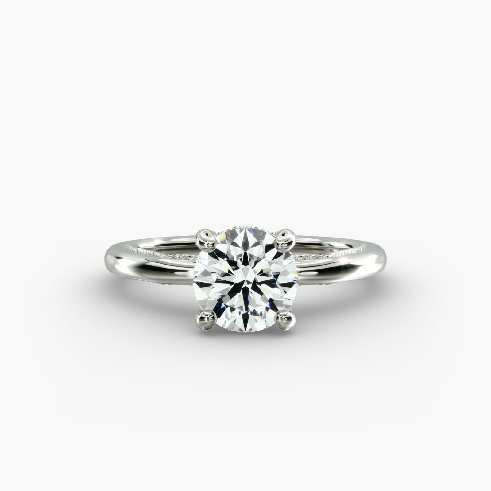 Lace Bridge Solitaire Plus Hidden Halo Diamond Engagement Ring in 14k ...