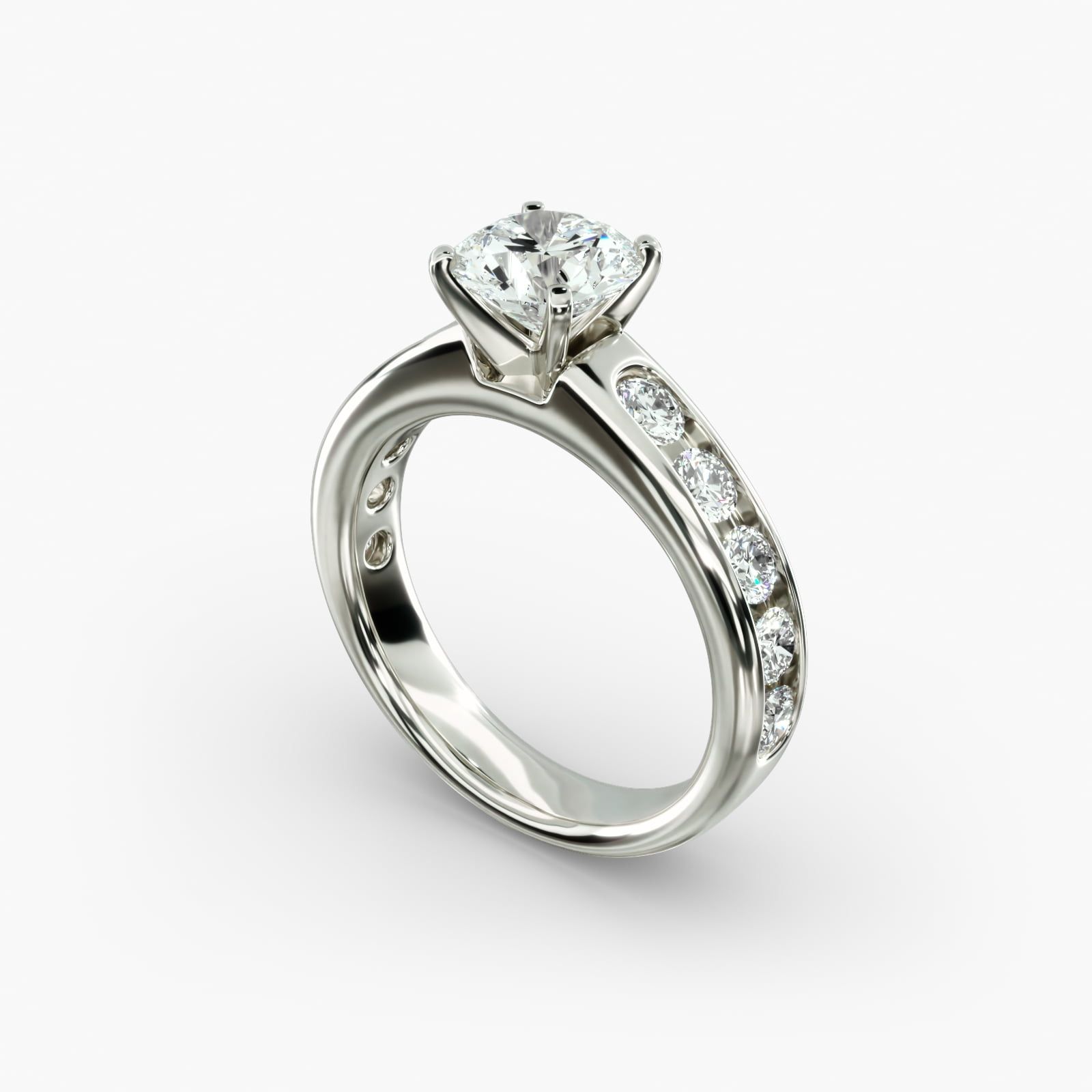 Channel Set Round Diamond Engagement Ring in Platinum (1 ct. tw.)