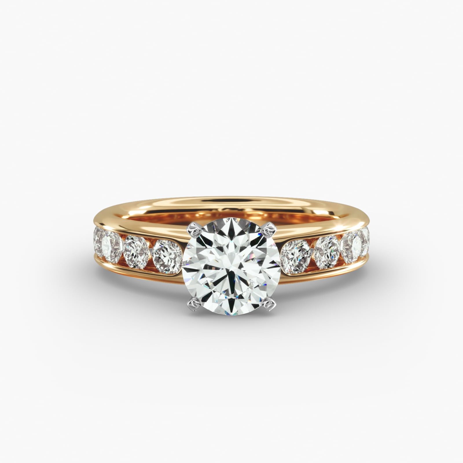 Channel Set Round Diamond Engagement Ring in 14k Yellow Gold (1 ct. tw.)