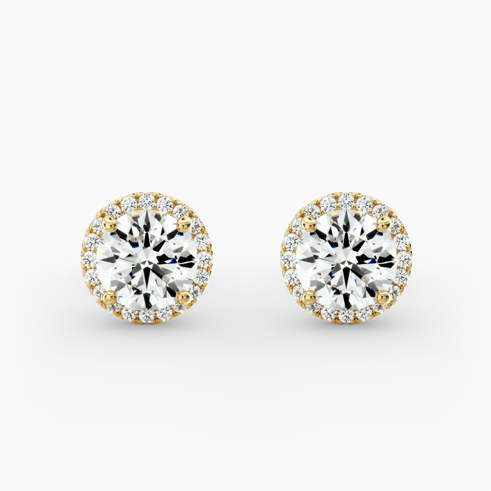 Halo Diamond Earring Setting In 18K Yellow Gold (Setting)