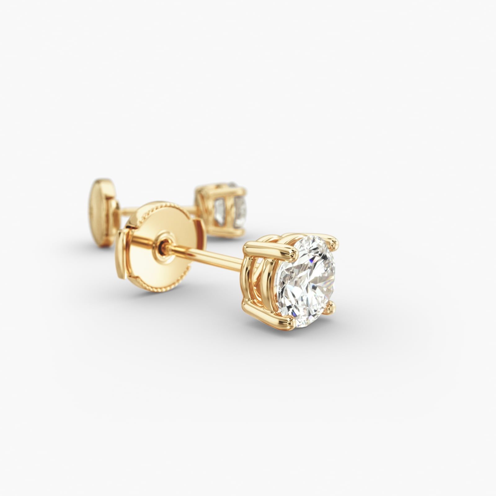 Four Prong Stud Earrings In 14K Yellow Gold (Setting)