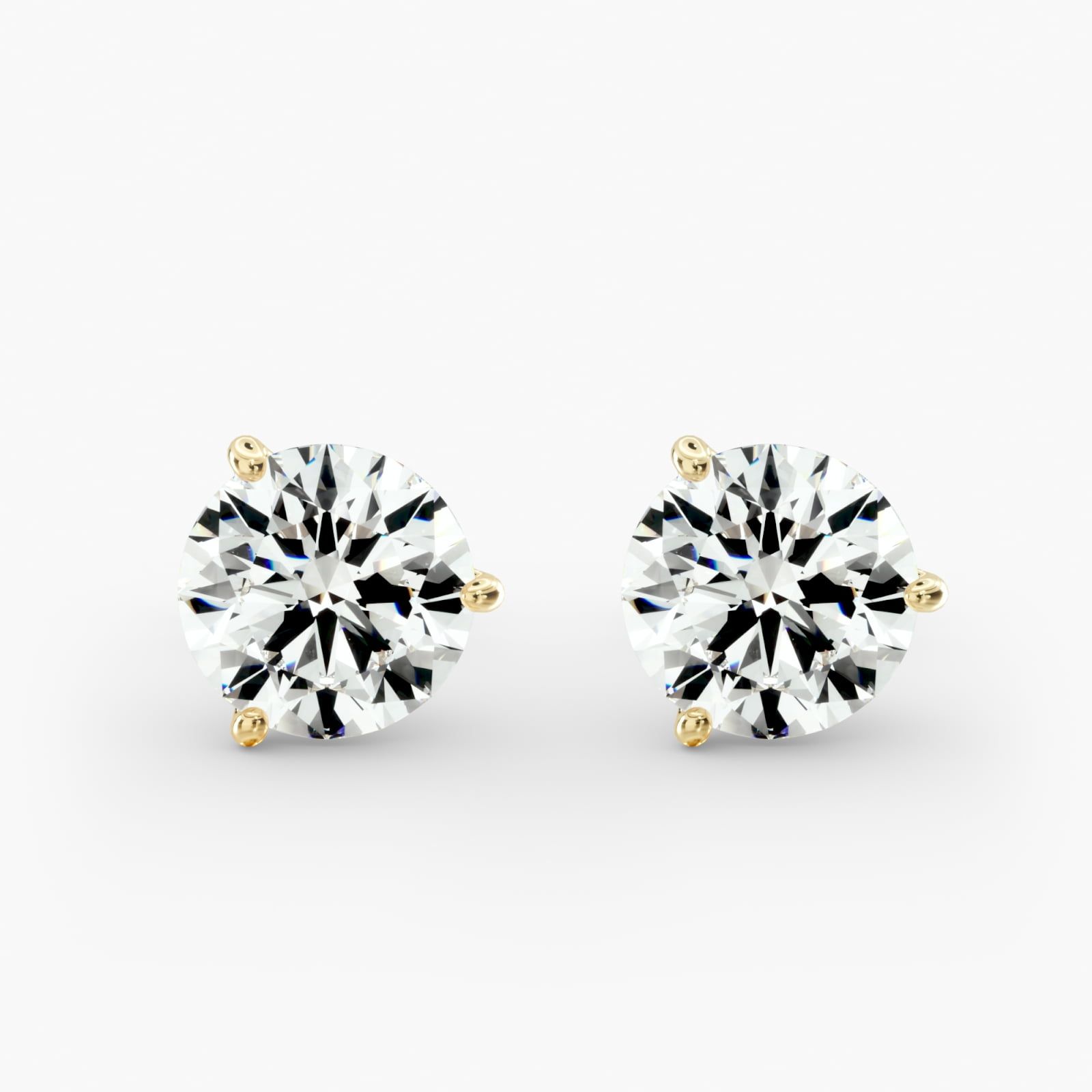 Three Prong Martini Stud Earring In 18K Yellow Gold (Setting)