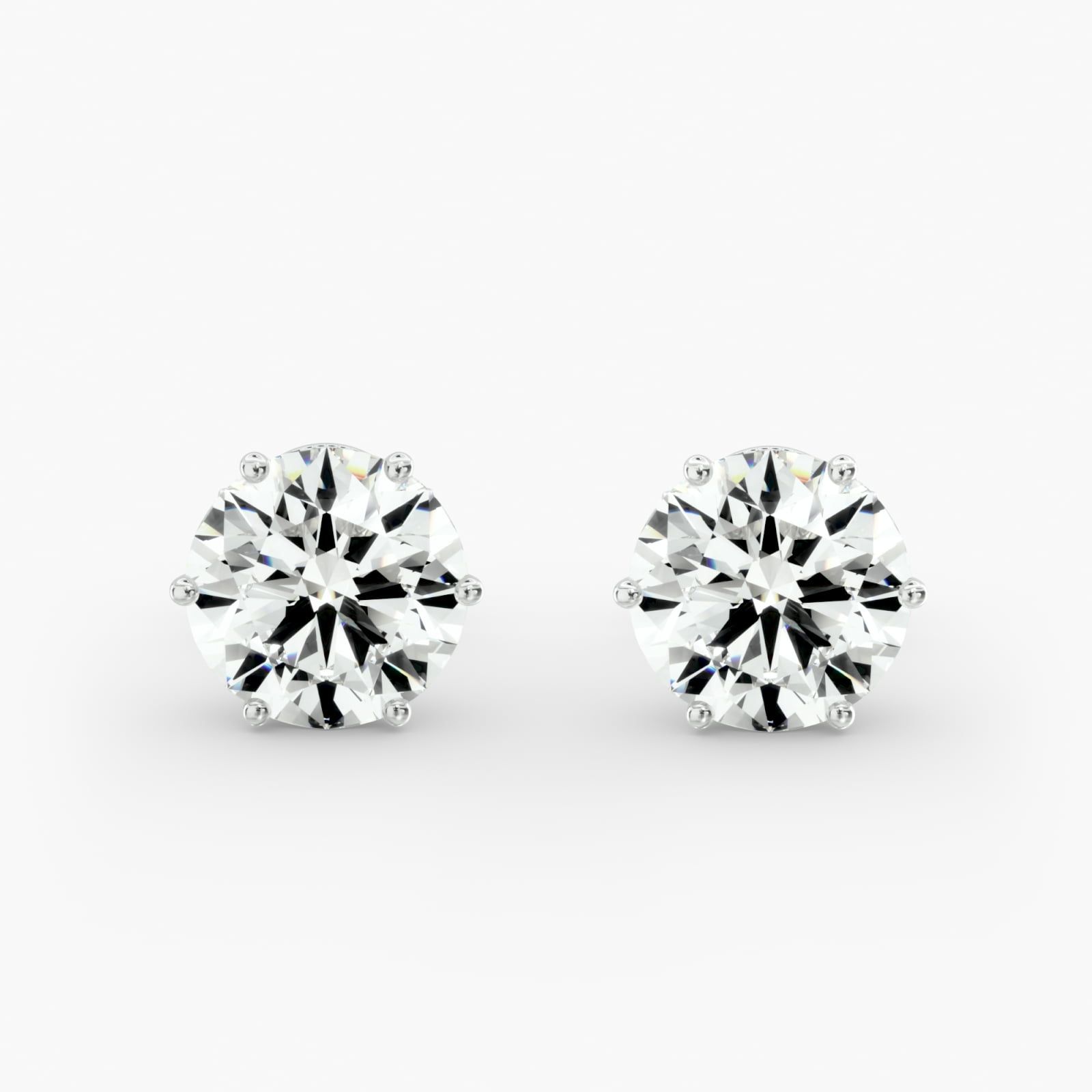 Six Prong Stud Earrings In Platinum (Setting)