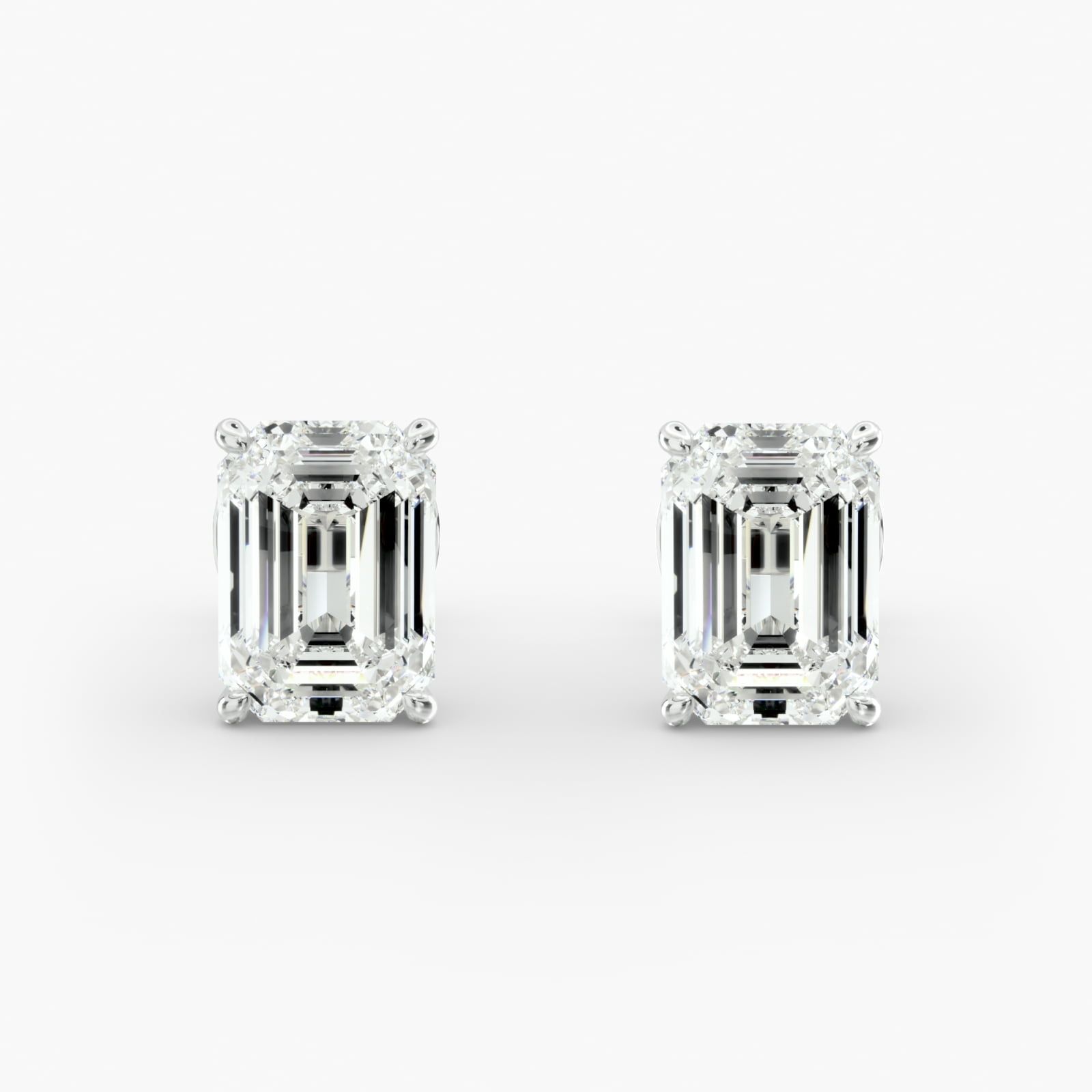 Emerald Cut Diamond Stud Earrings In Platinum (Setting)