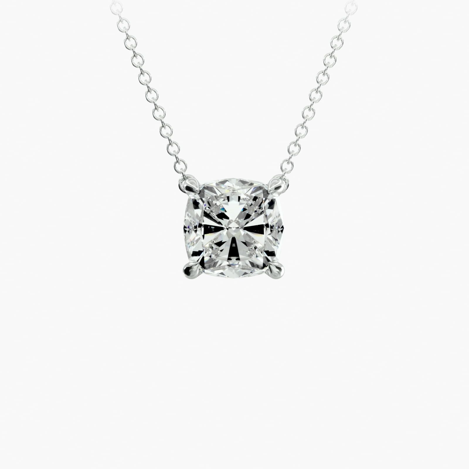 Cushion Cut Diamond Solitaire Pendant In Platinum (Setting)