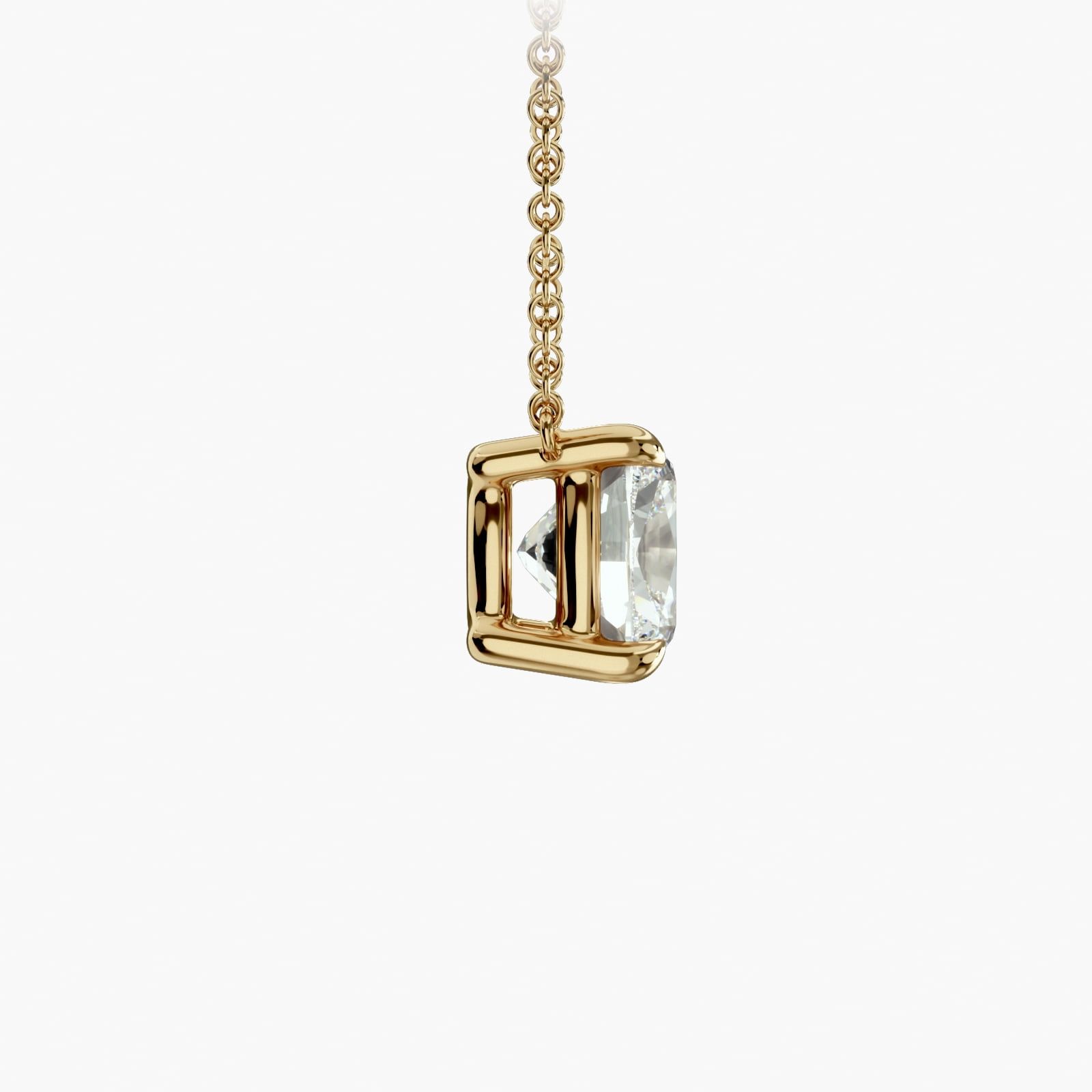 Cushion Cut Diamond Solitaire Pendant In 14K Yellow Gold (Setting)