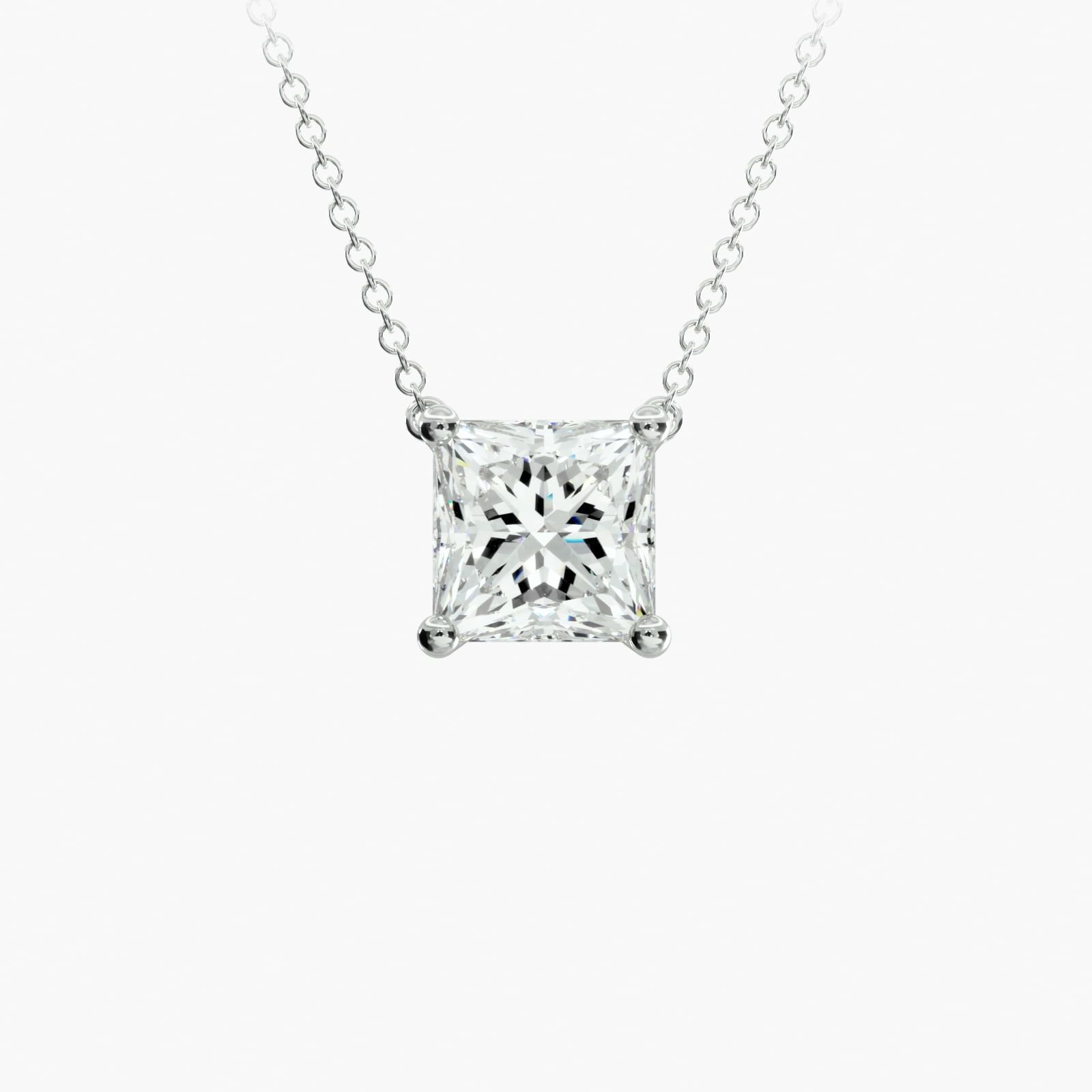 Princess Cut Diamond Solitaire Pendant In Platinum (Setting)