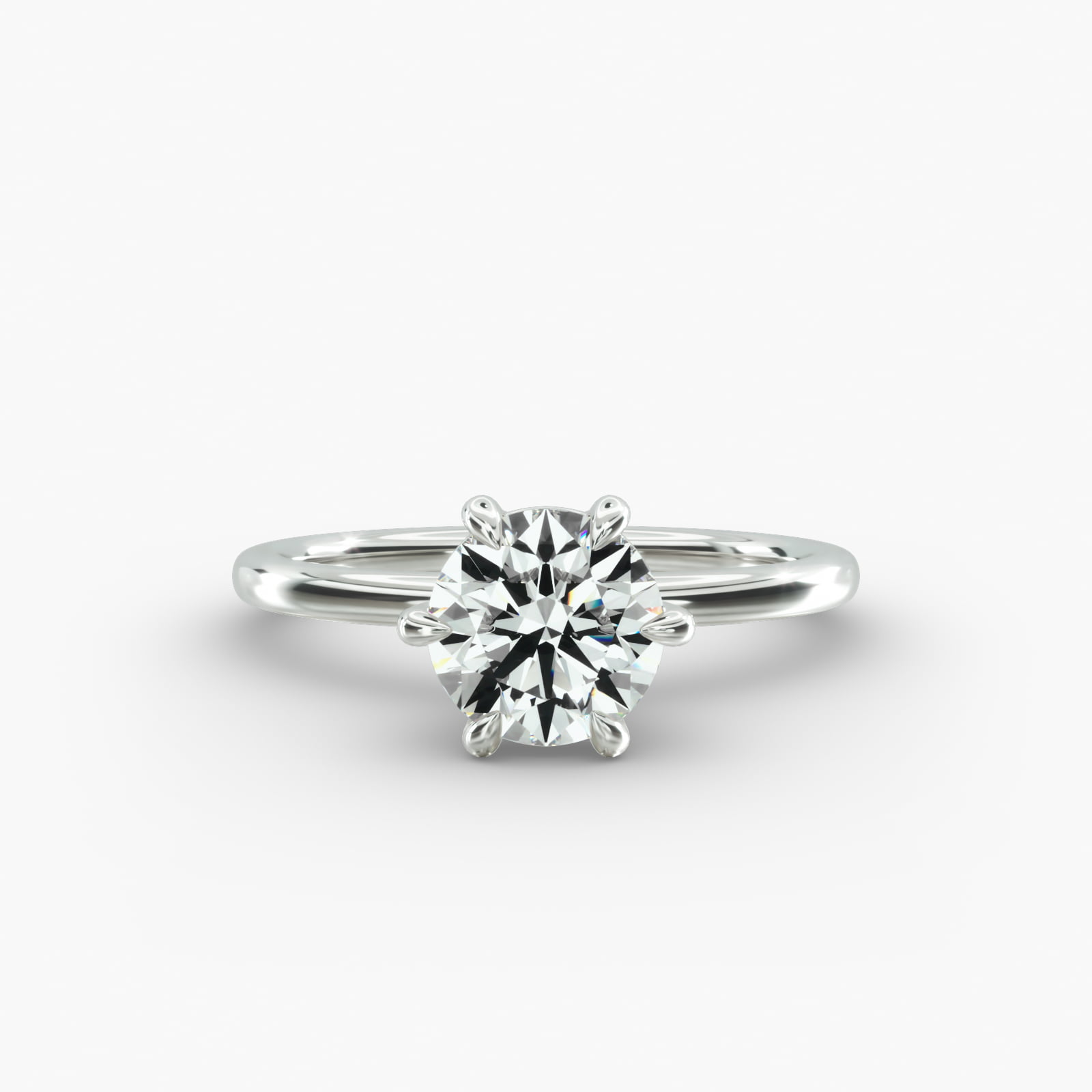 Solitaire Engagement Ring 6-Prong Secret Diamond Head