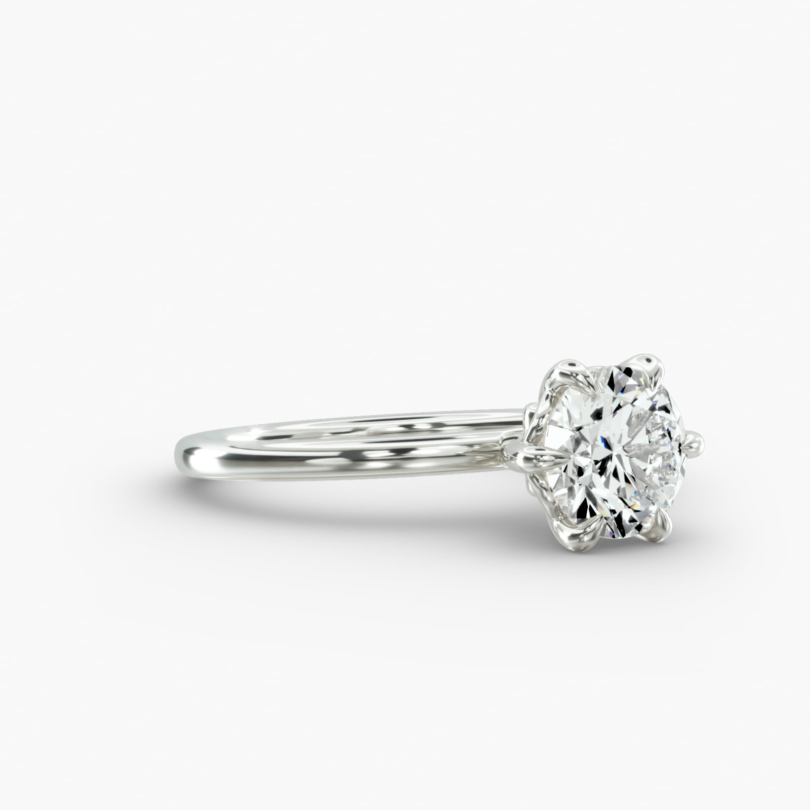 Solitaire Engagement Ring 6-Prong Secret Diamond Head