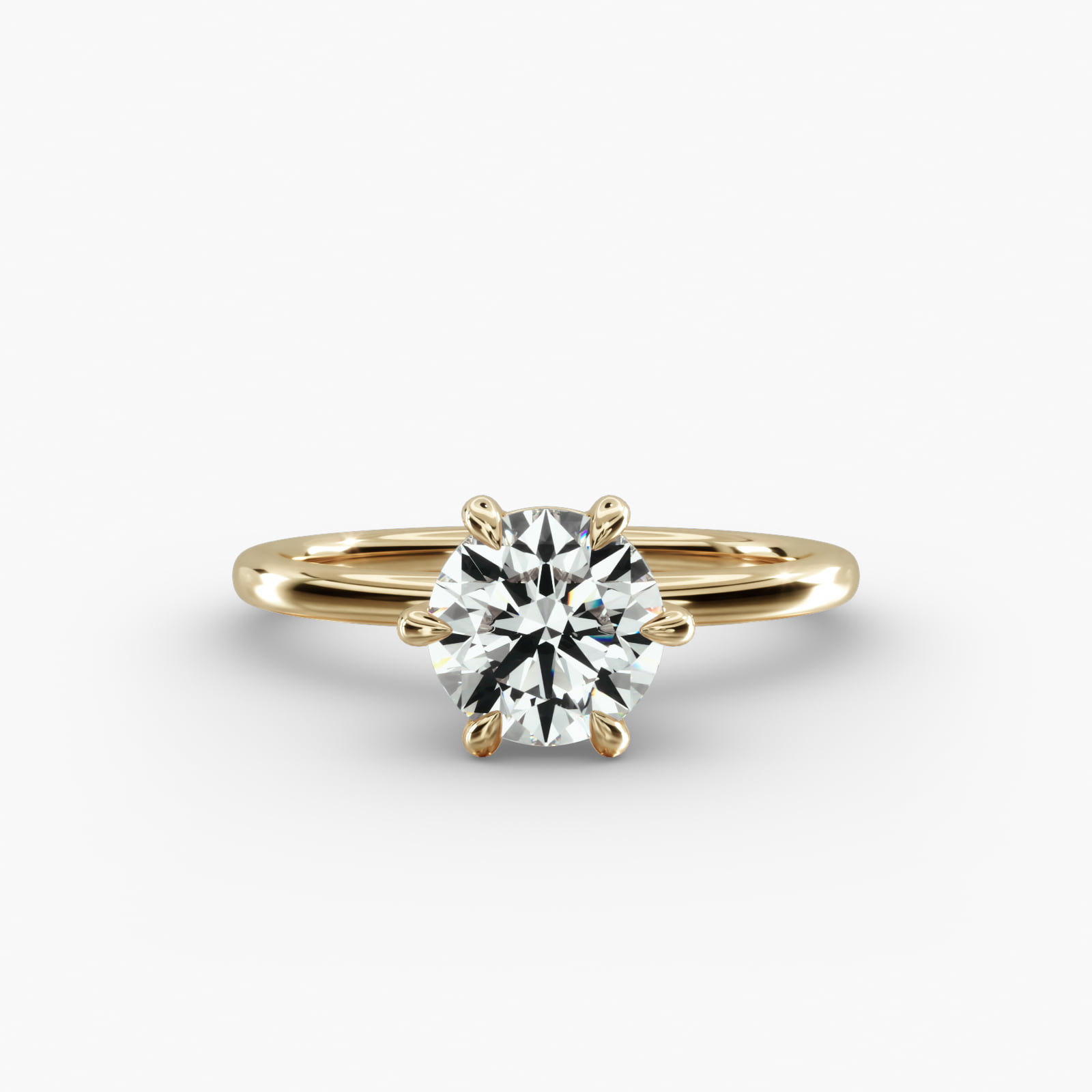 Solitaire Engagement Ring 6-Prong Secret Diamond Head