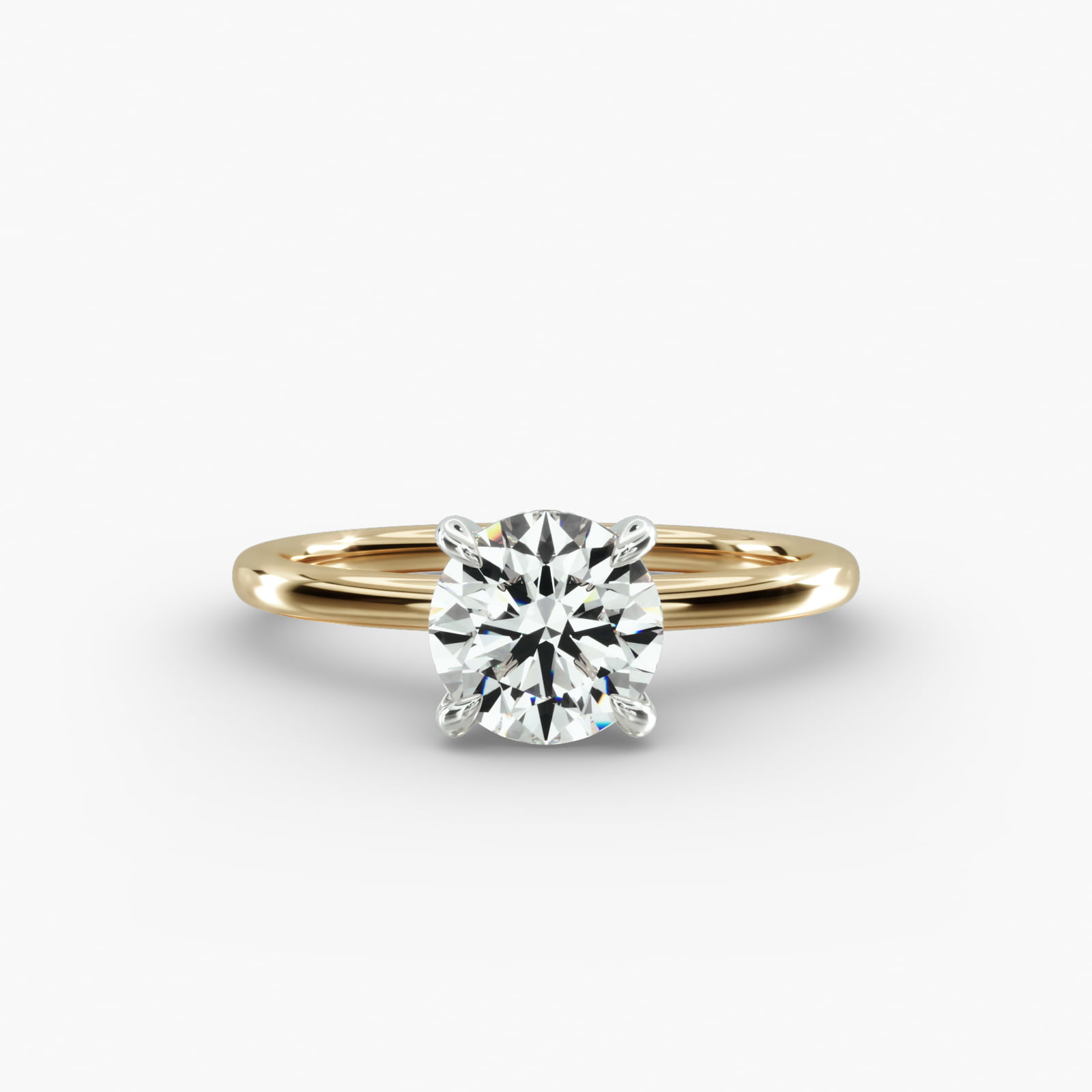 Solitaire Engagement Ring Hidden Halo Head