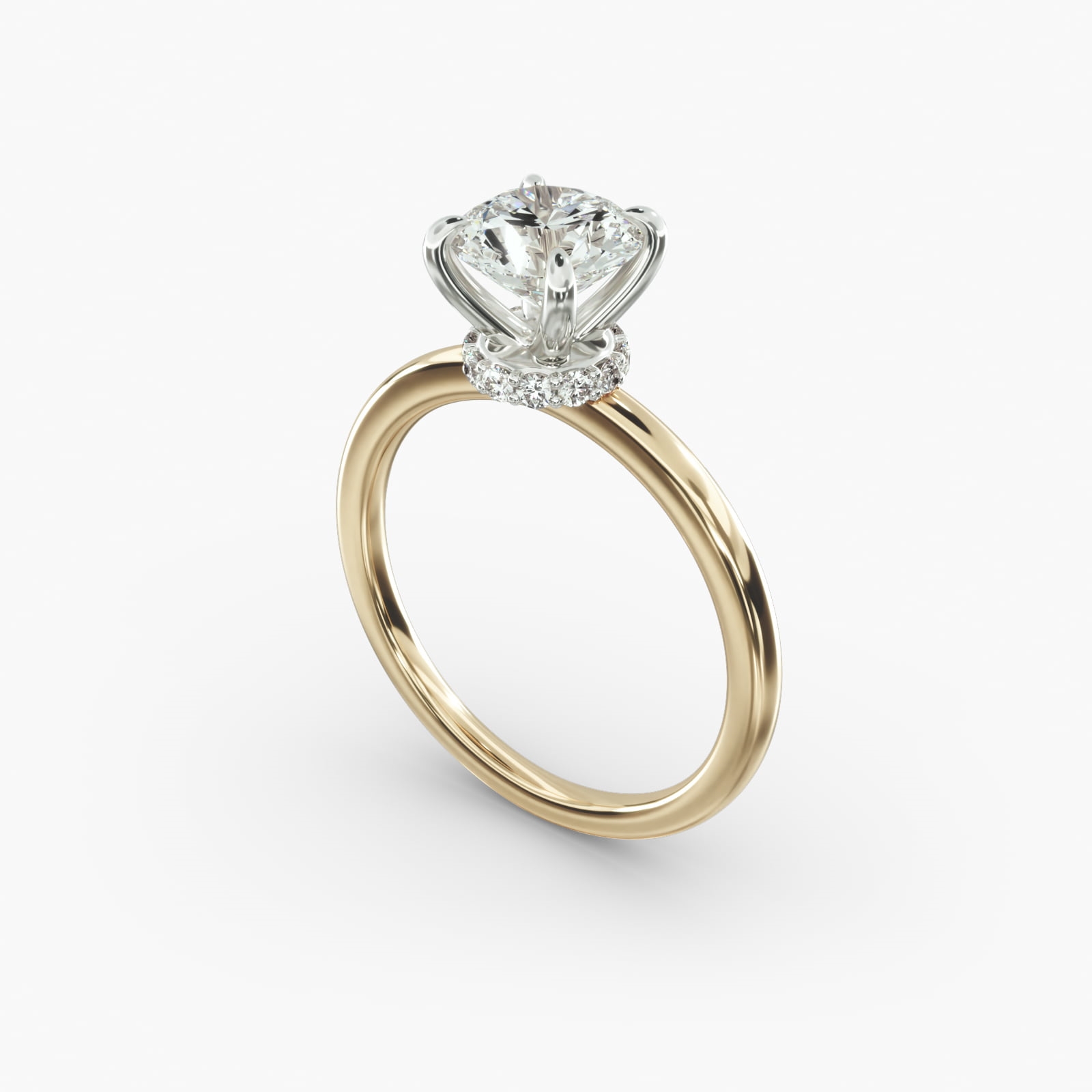 Solitaire Engagement Ring Hidden Halo Head