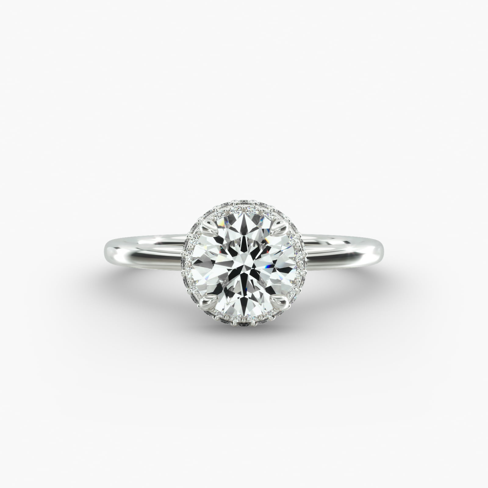Solitaire Engagement Ring Dual Halo Head