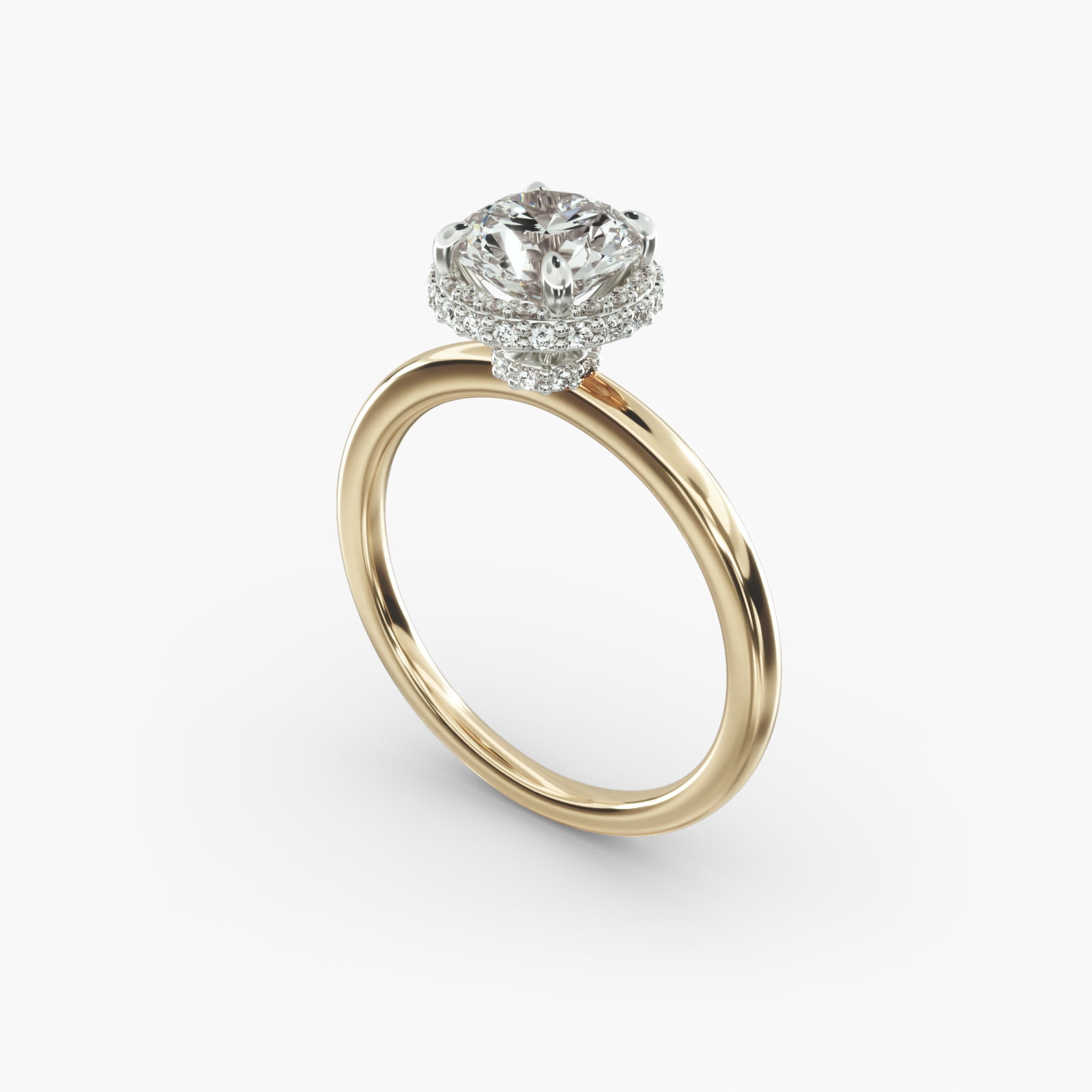 Solitaire Engagement Ring Dual Halo Head