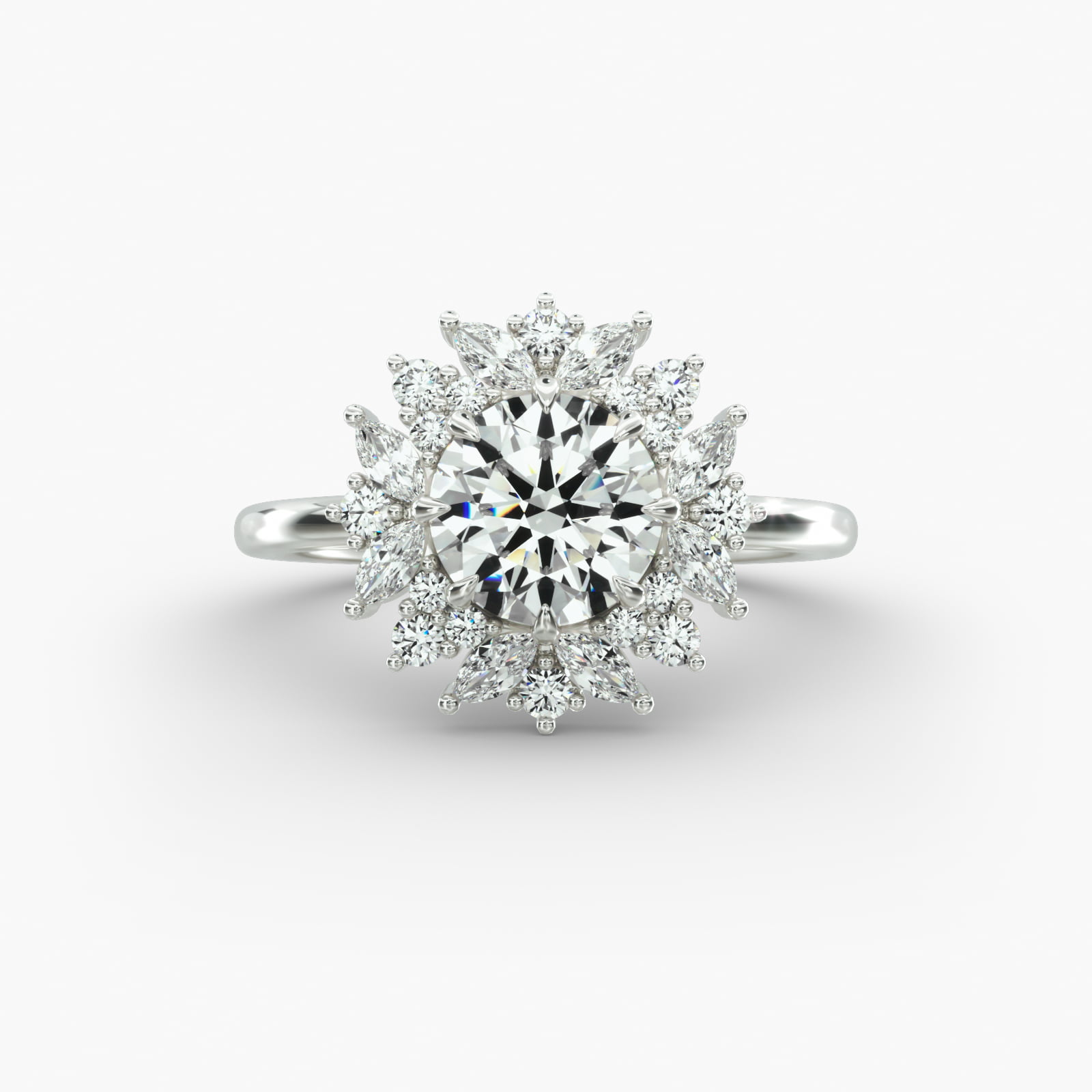 Solitaire Engagement Ring Fancy Halo Head