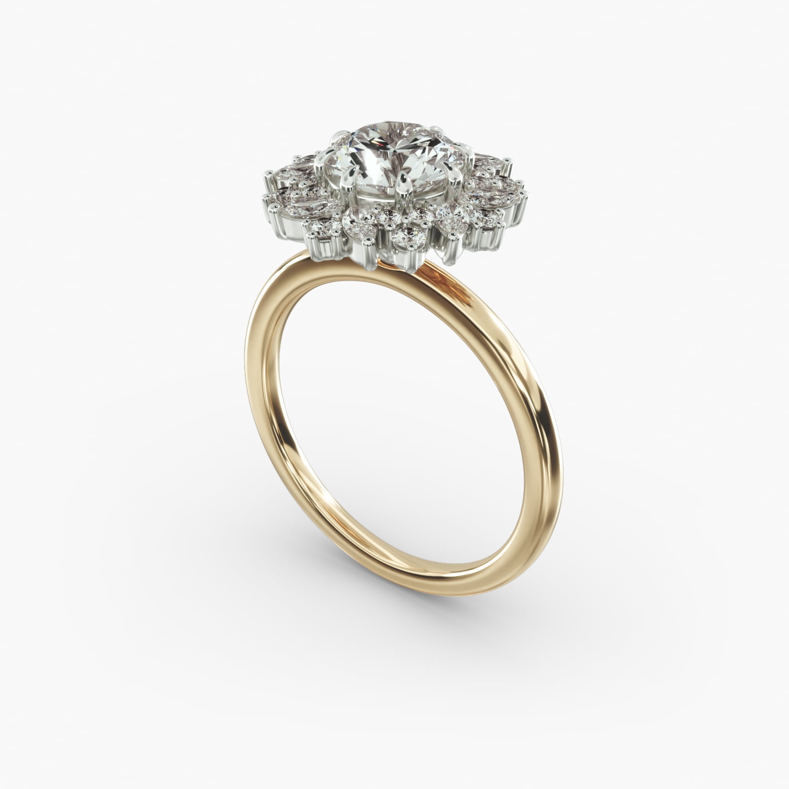 Solitaire Engagement Ring Fancy Halo Head
