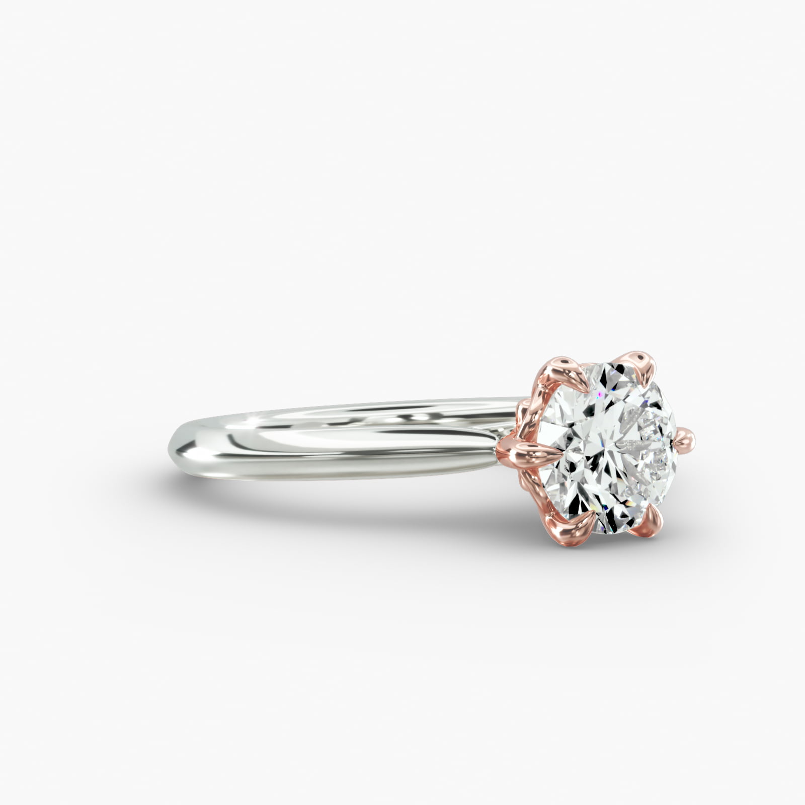 Knife Edge Solitaire Engagement Ring 6-Prong Secret Diamond Head