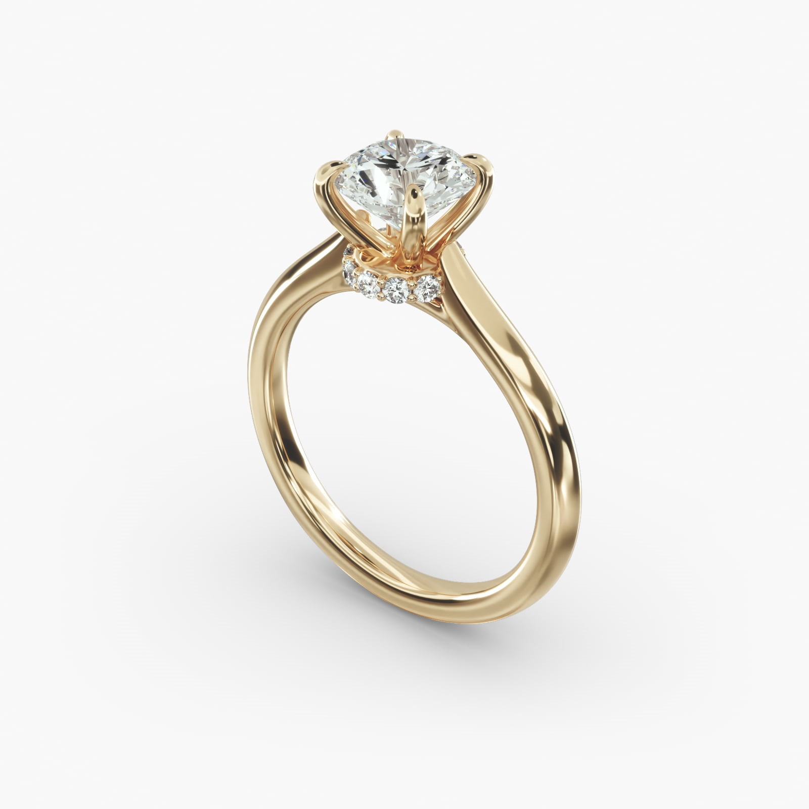 Knife Edge Solitaire Engagement Ring Hidden Halo Head