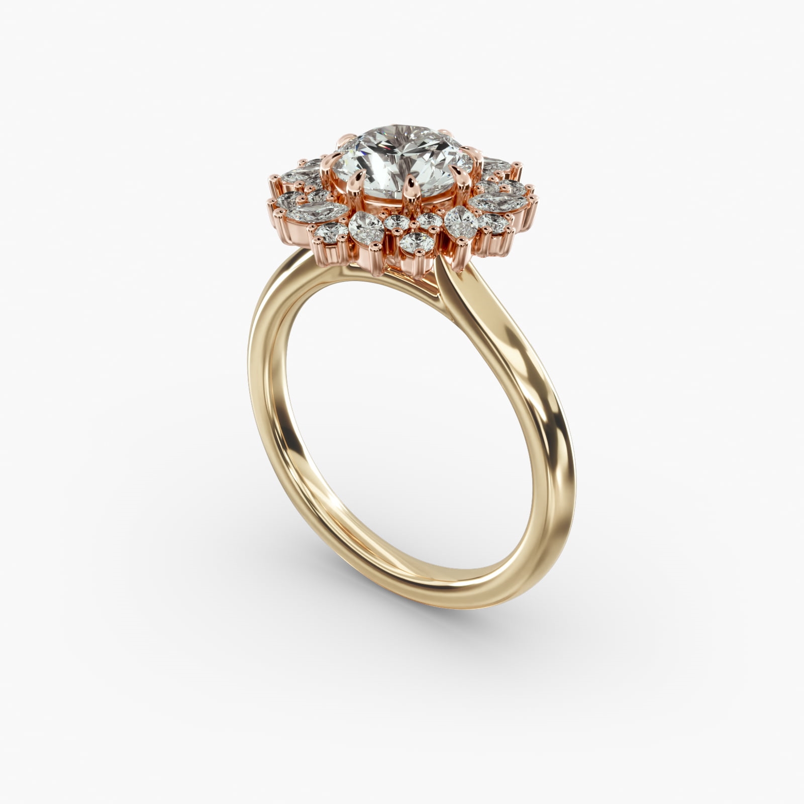Knife Edge Solitaire Engagement Ring Fancy Halo Head