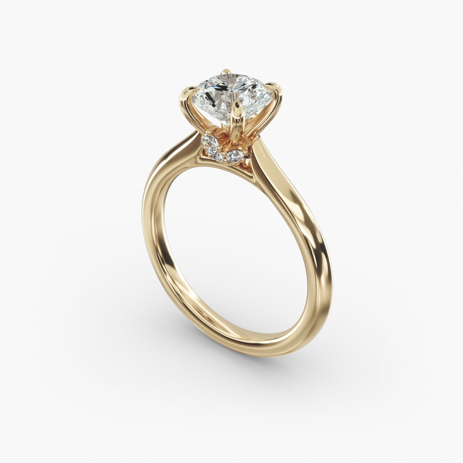 Knife Edge Solitaire Engagement Ring Clustered Diamond Head