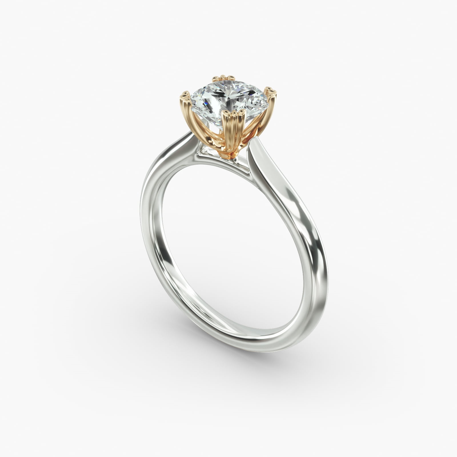 Knife Edge Solitaire Engagement Ring Vintage Trefoil Head