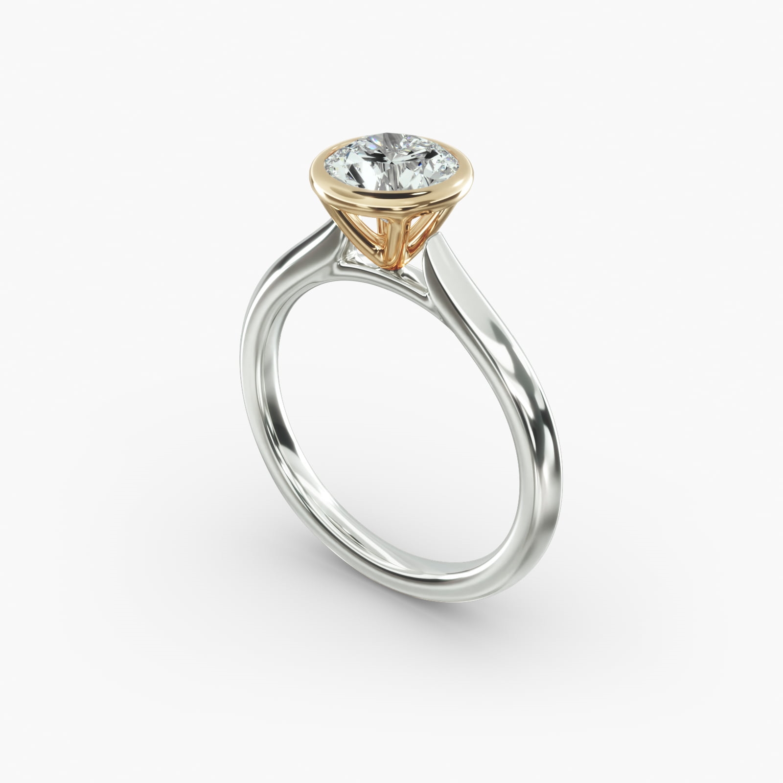 Knife Edge Solitaire Engagement Ring Classic Bezel Head