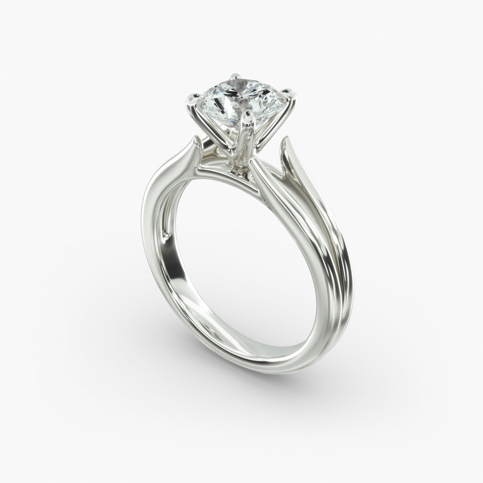 Split Ring Solitaire Engagement Ring 4-Prong Nouveau Head