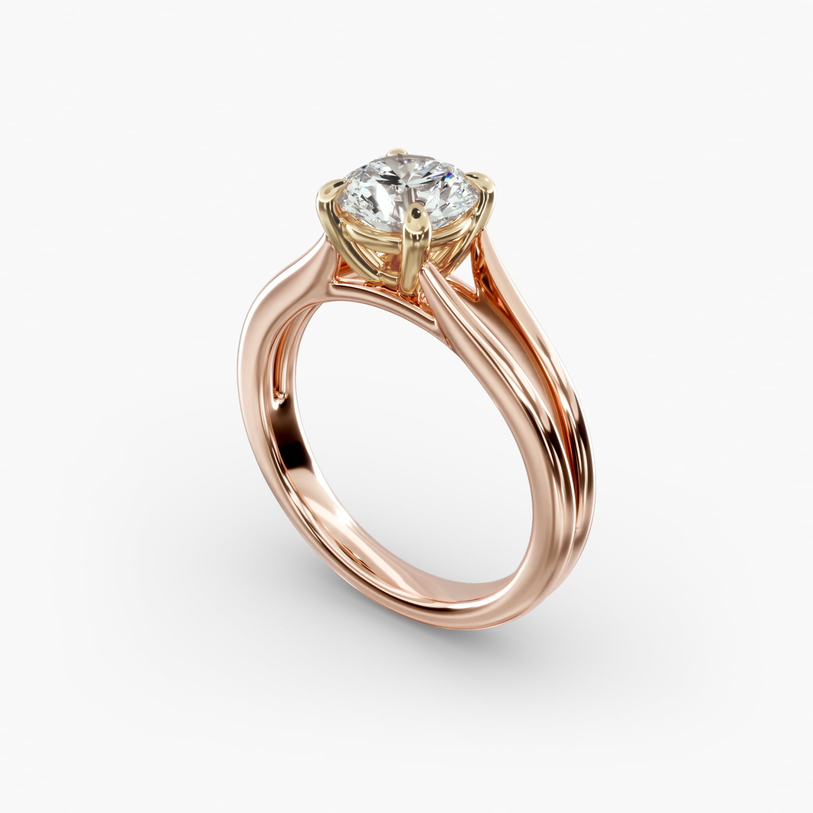Split Ring Solitaire Engagement Ring Classic Basket Head