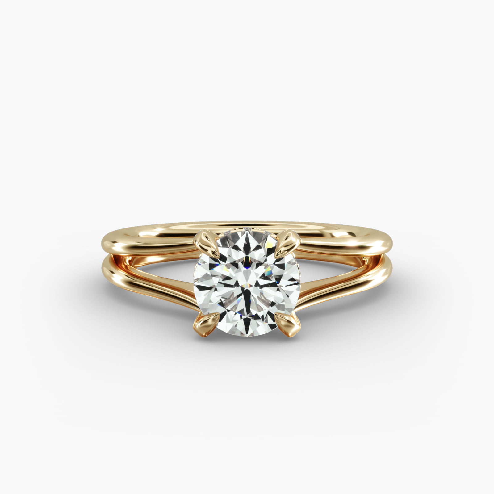Split Ring Solitaire Engagement Ring Diamond Basket Head