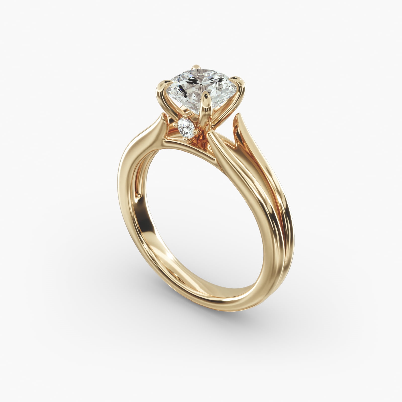 Split Ring Solitaire Engagement Ring Secret Diamond Head