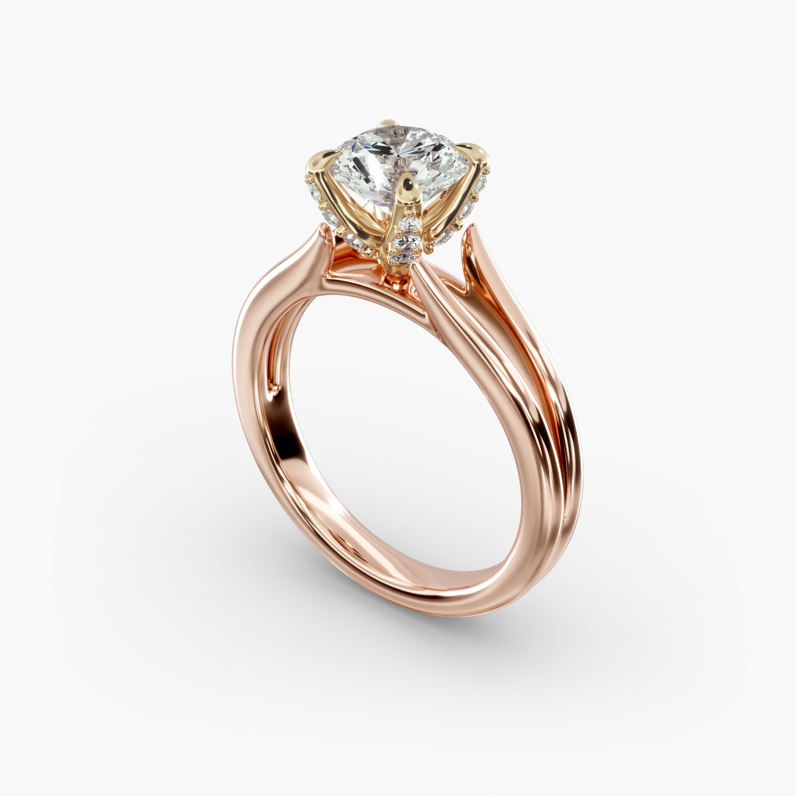 Split Ring Solitaire Engagement Ring Diamond Tulip Head