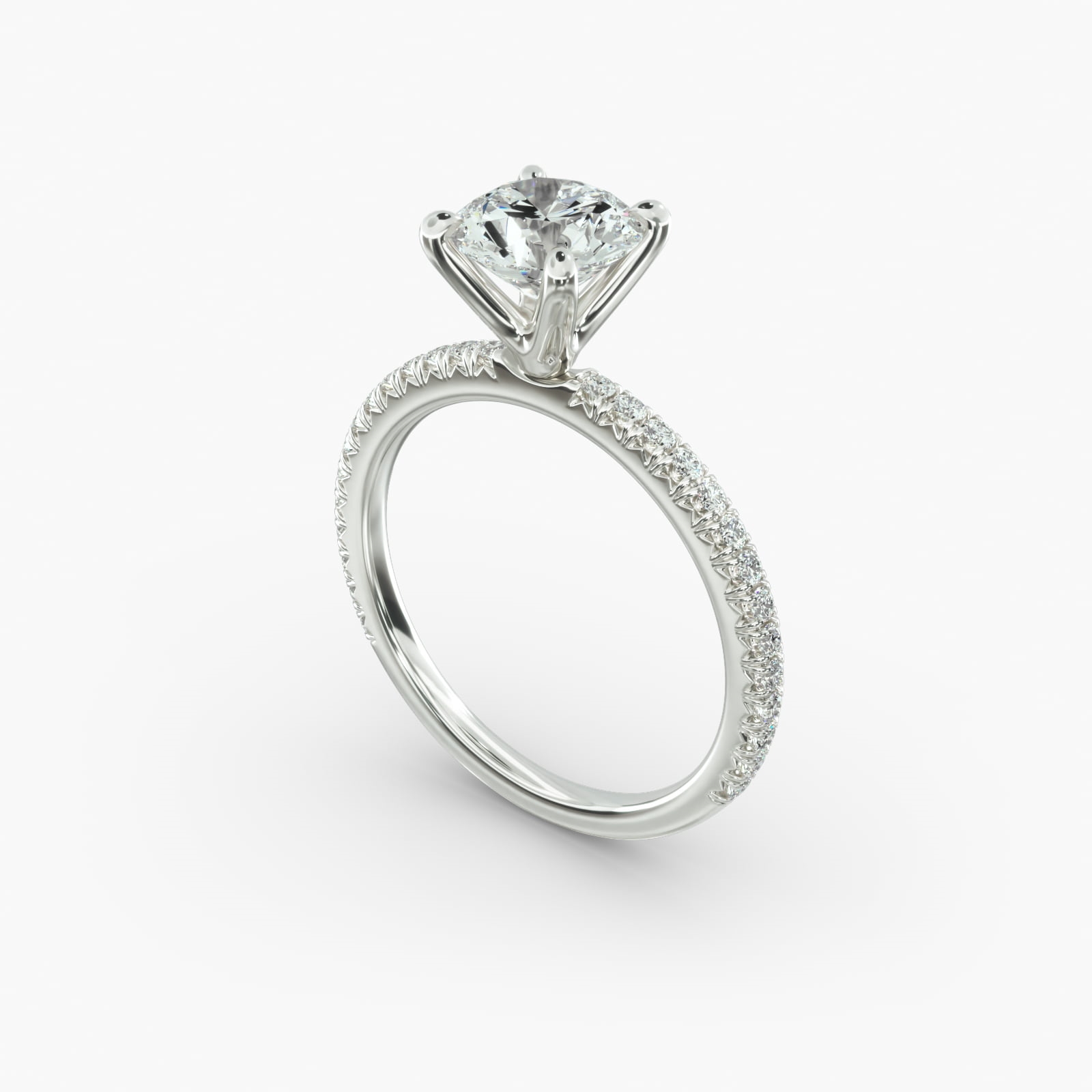 French Pavé Engagement Ring 4-Prong Nouveau Head