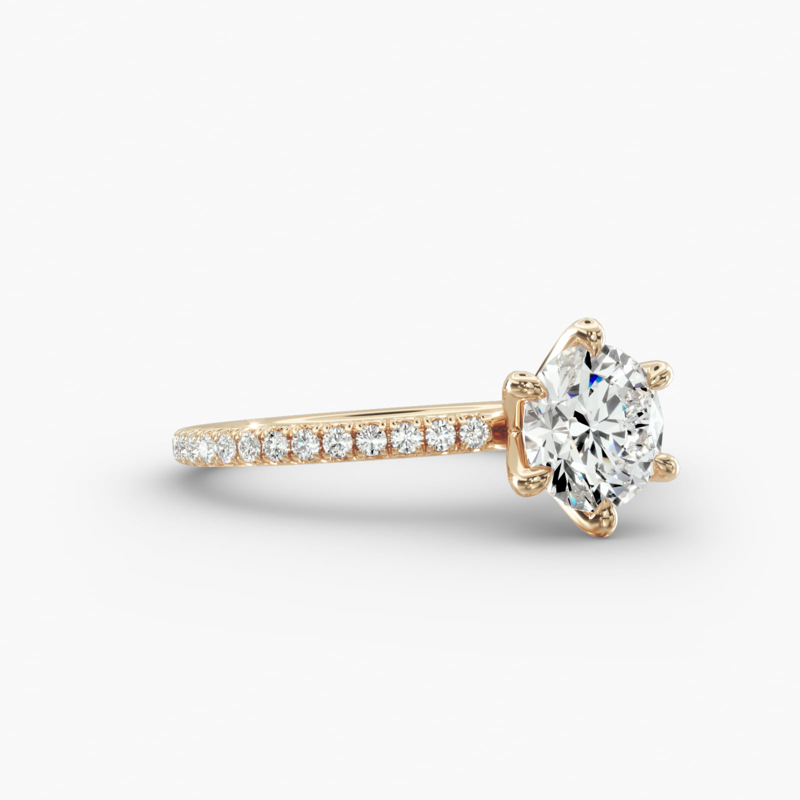 French Pavé Engagement Ring 6-Prong Nouveau Head