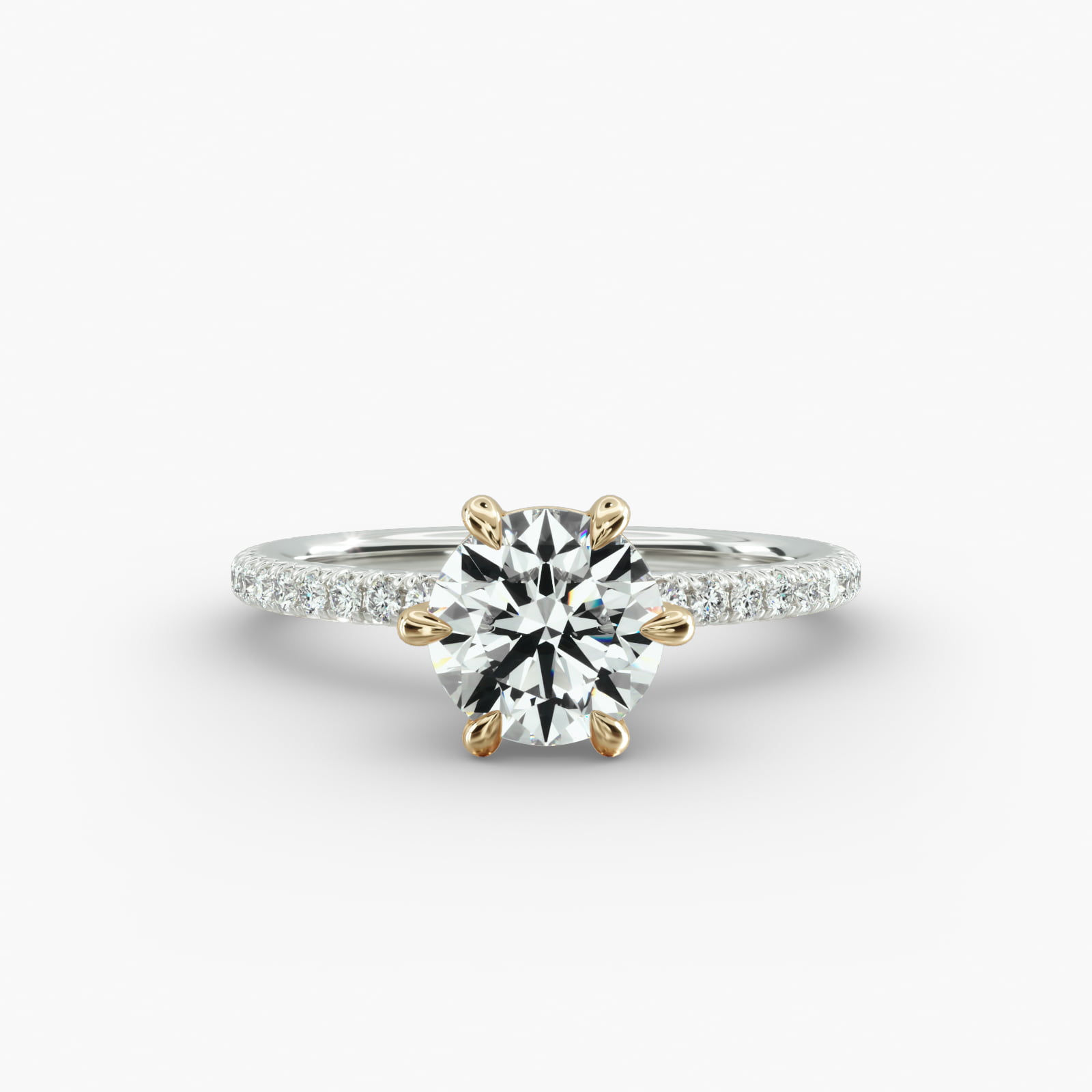 French Pavé Engagement Ring 6-Prong Secret Diamond Head