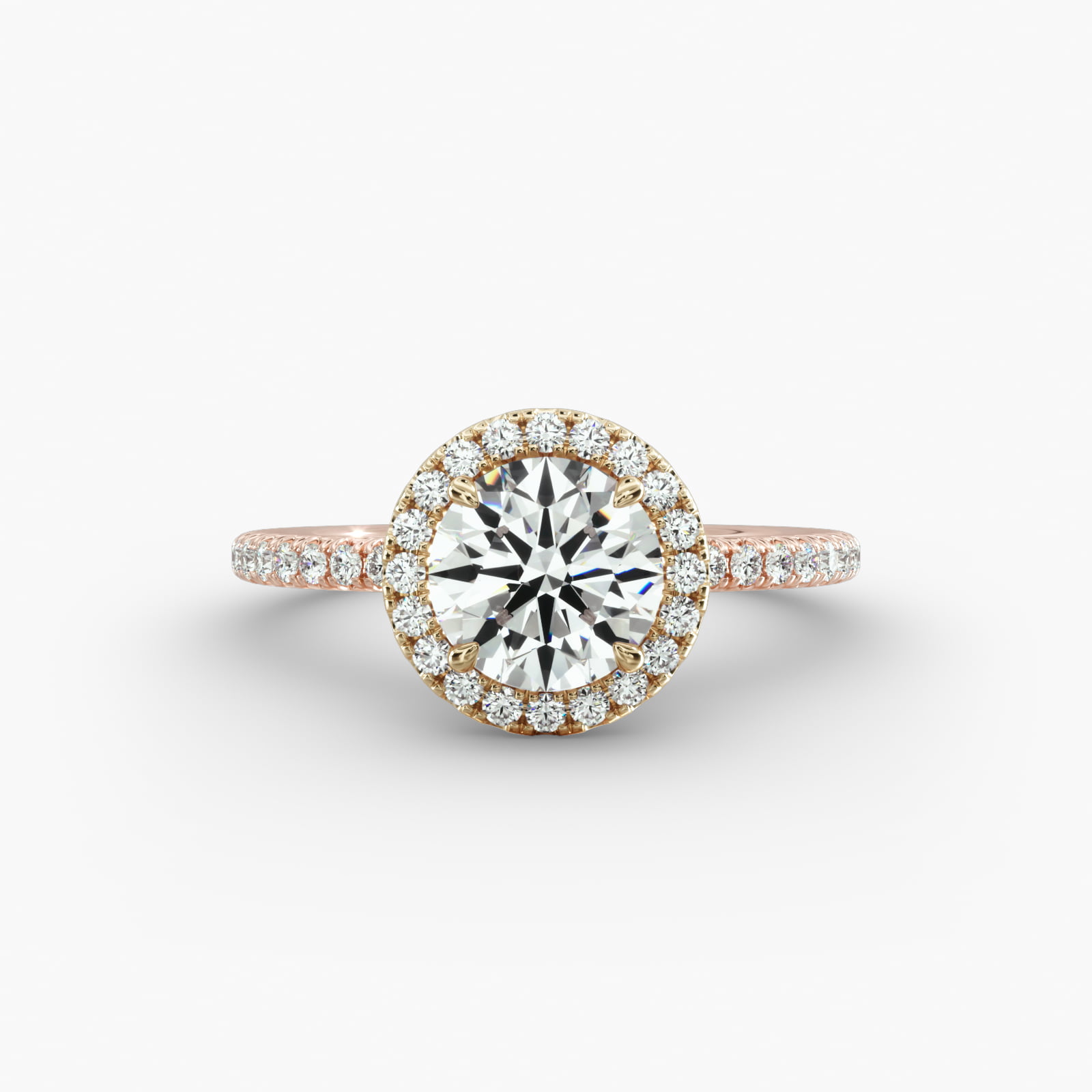 French Pavé Engagement Ring Classic Halo Head