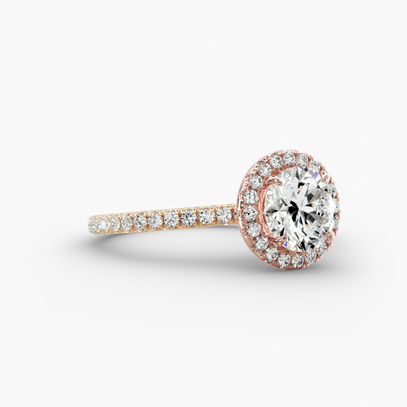 French Pavé Engagement Ring Classic Halo Head