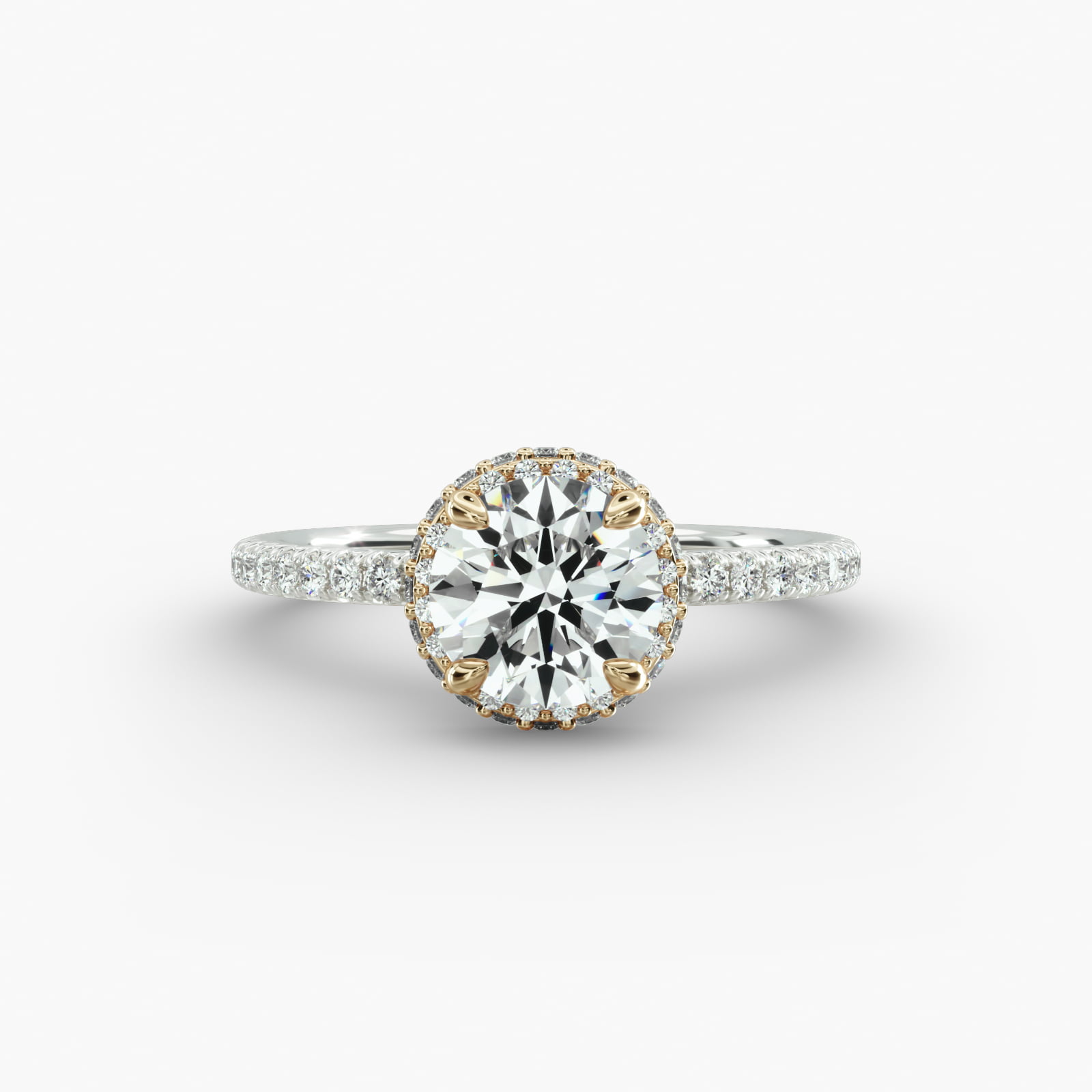 French Pavé Engagement Ring Dual Halo Head