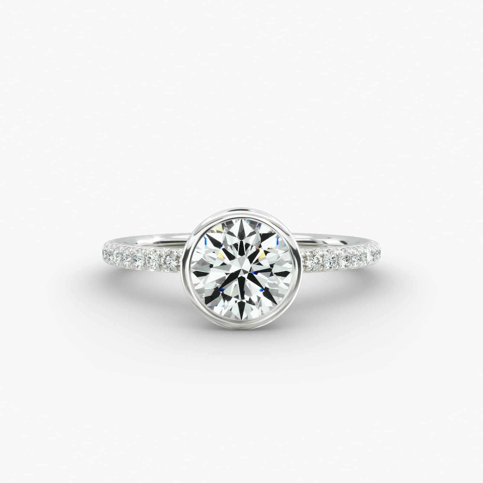 French Pavé Engagement Ring Classic Bezel Head