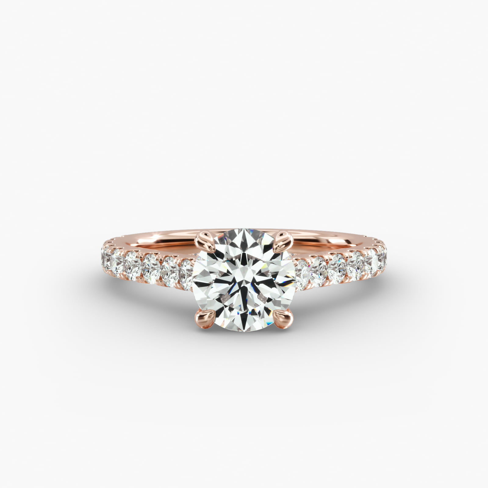 Cathedral Pavé Engagement Ring Classic Basket Head