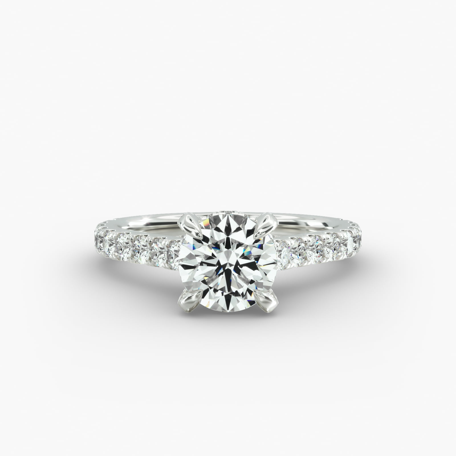 Cathedral Pavé Engagement Ring Diamond Basket Head
