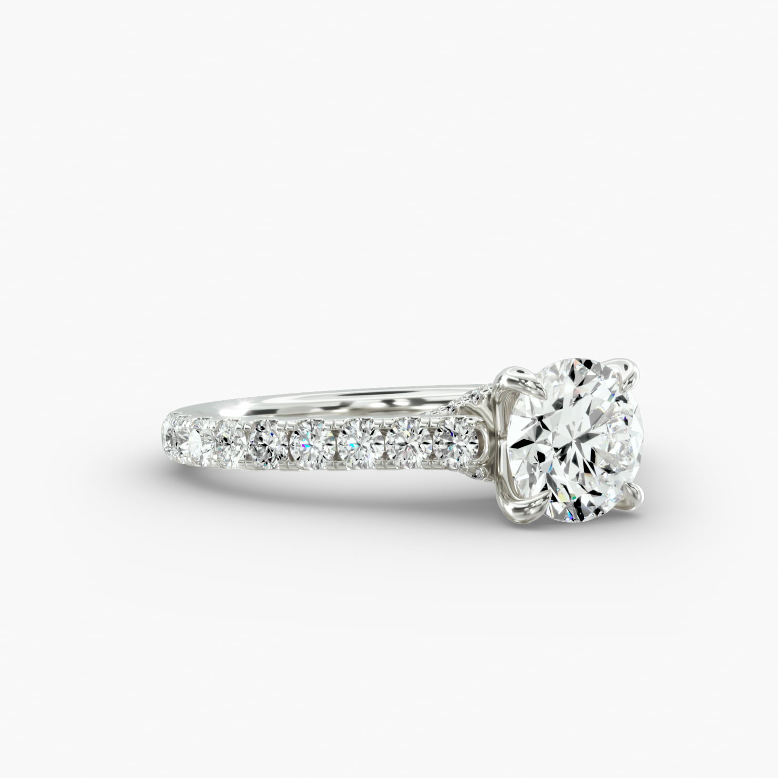 Cathedral Pavé Engagement Ring Secret Diamond Head